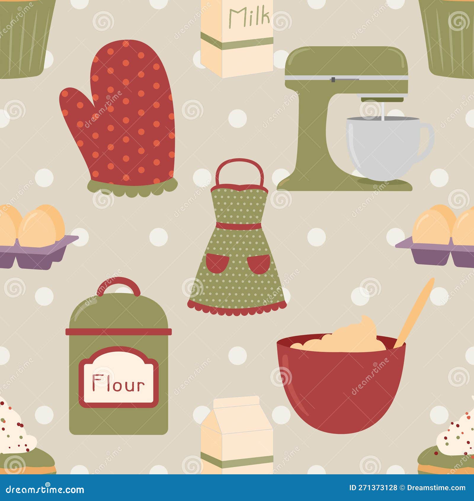 Seamless Repeating Pattern for Baking and Bakery Lovers Stock ...