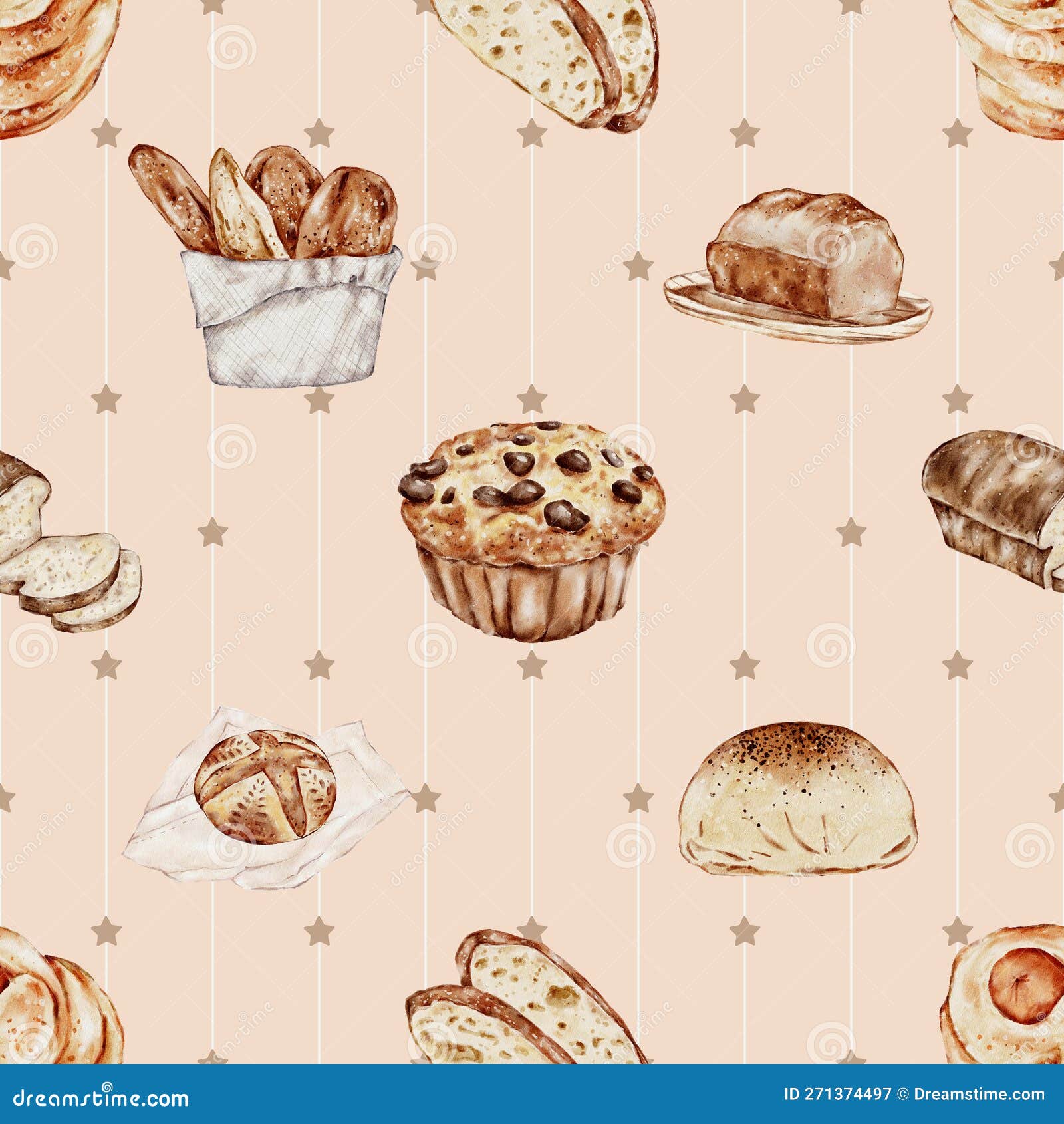 Seamless Repeating Pattern for Baking and Bakery Lovers Stock ...