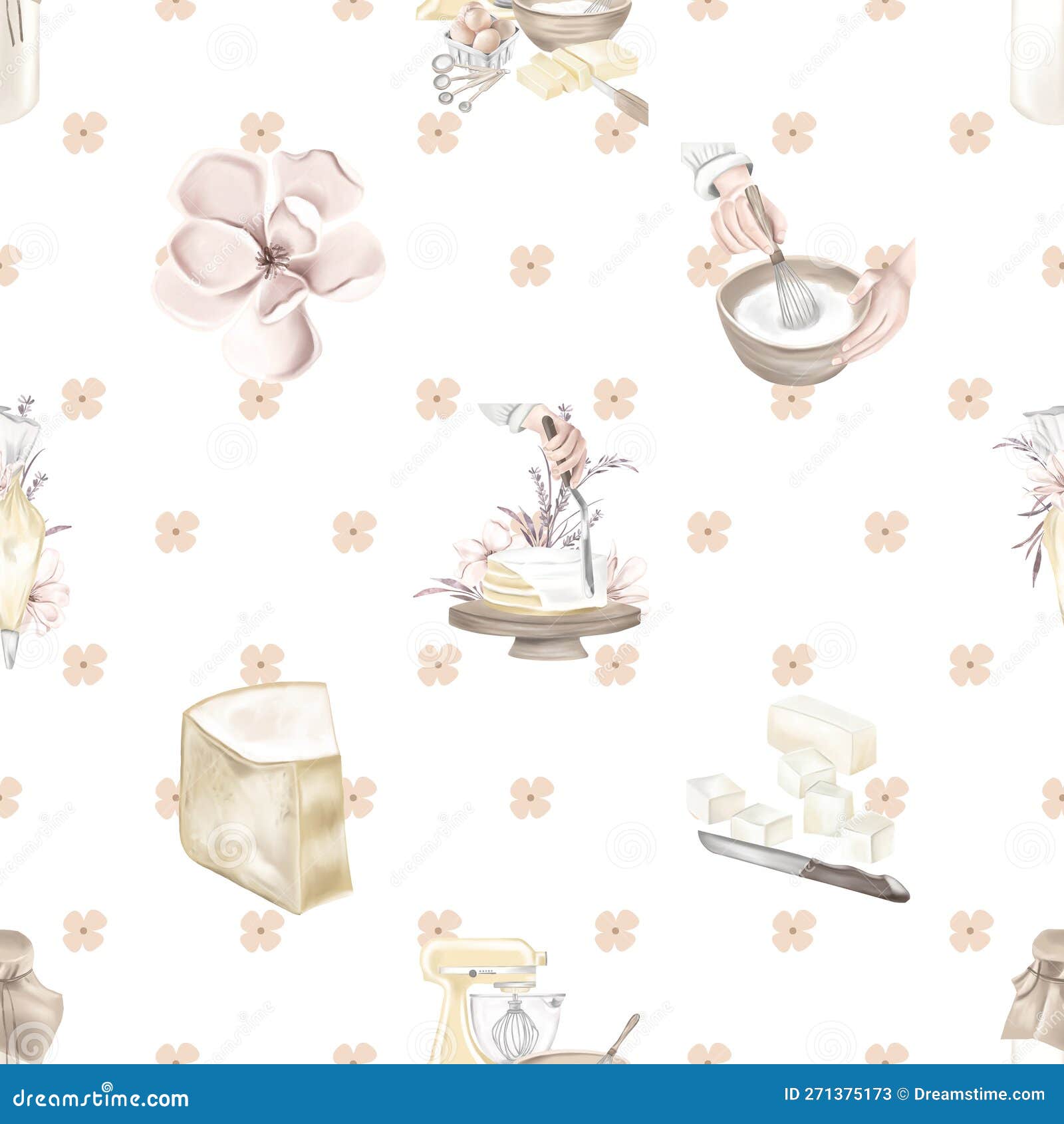 Seamless Repeating Pattern for Baking and Bakery Lovers Stock ...