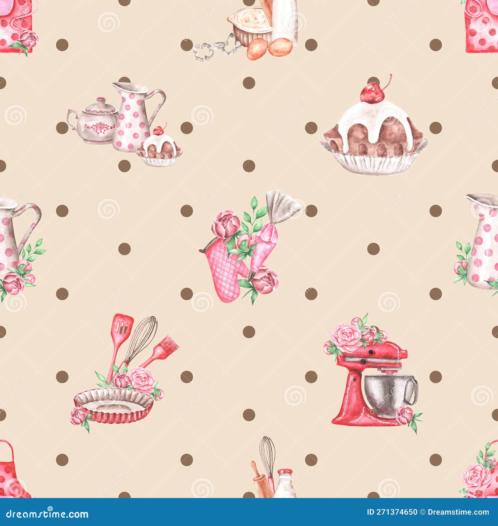 Seamless Repeating Pattern for Baking and Bakery Lovers Stock ...