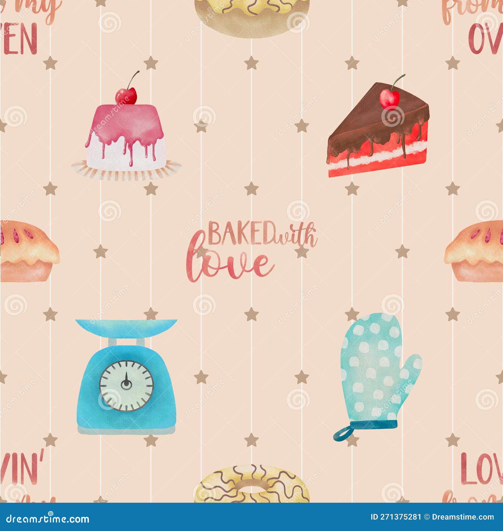 Seamless Repeating Pattern for Baking and Bakery Lovers Stock ...