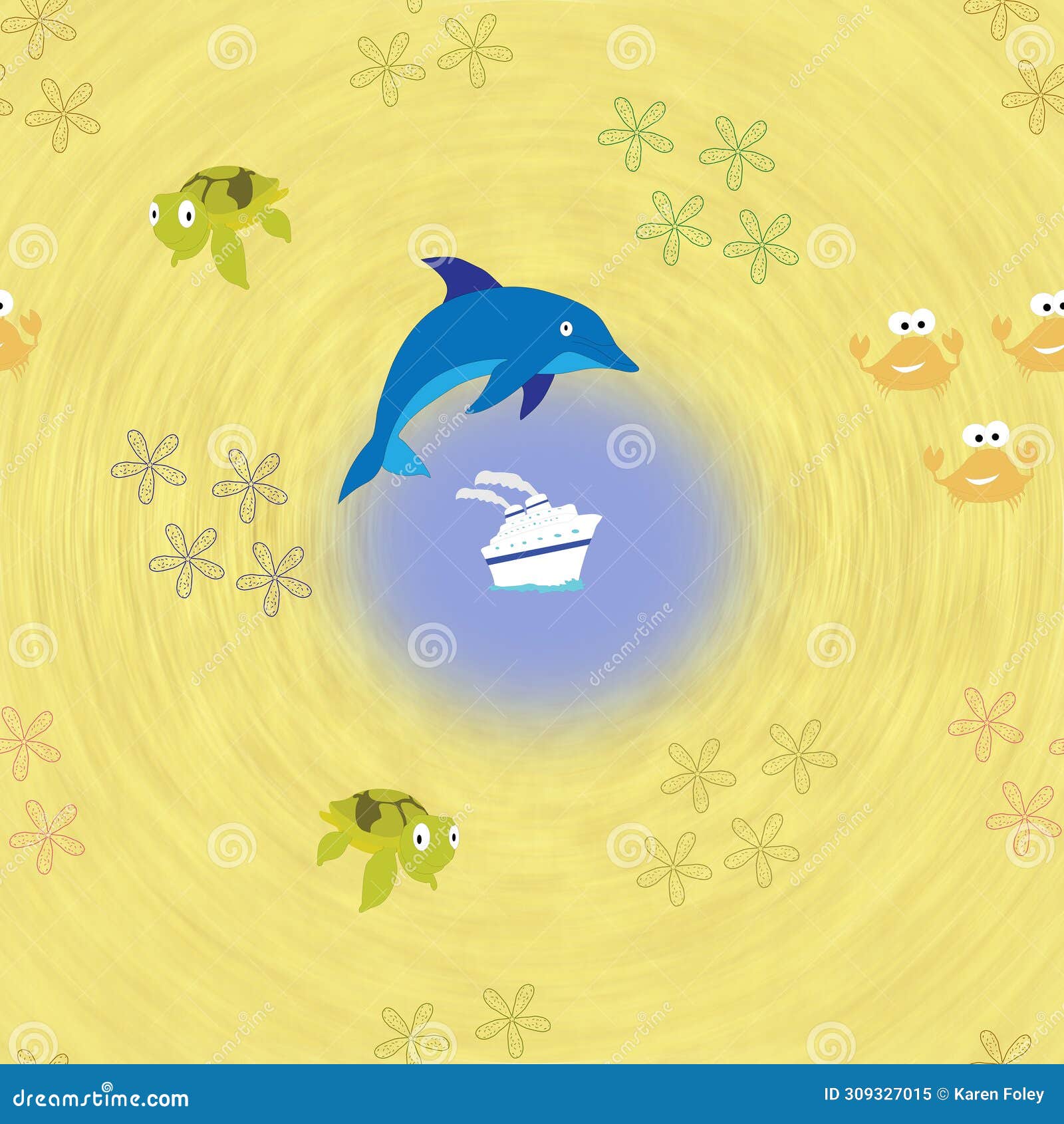 Seamless Repeating Pattern of Beach Scene Stock Illustration ...