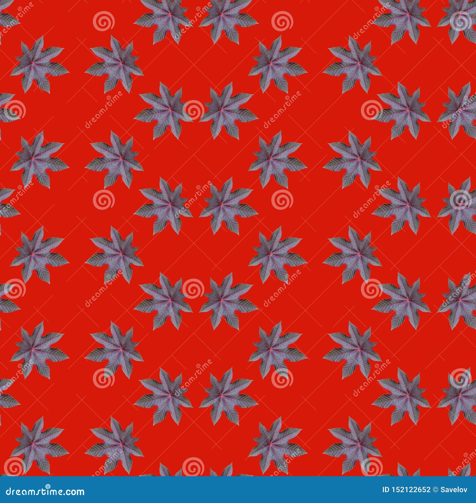 Seamless Repeating Pattern from Ricinus Communis on Red Background ...