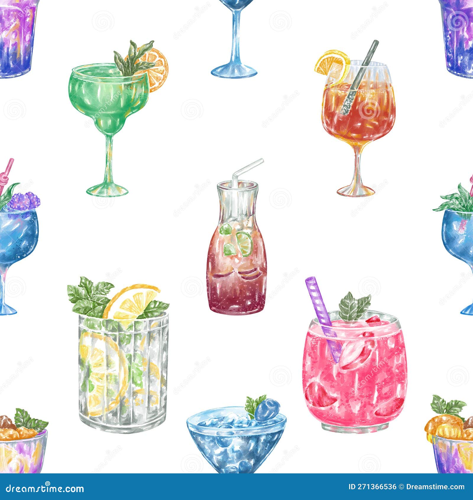 Seamless Repeating Pattern Cheers! a Festive Collection of Drinks and ...