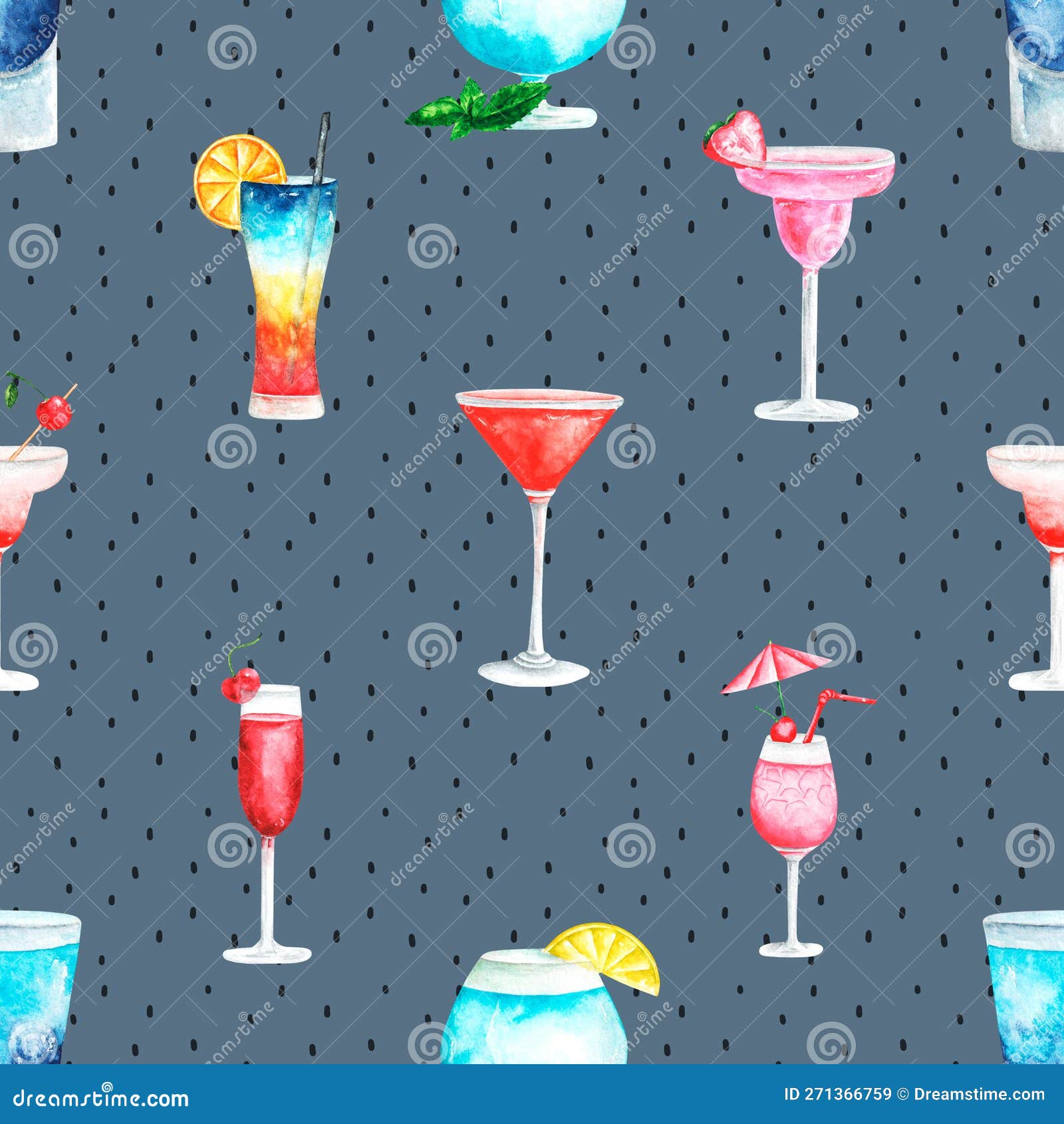 Seamless Repeating Pattern Cheers! a Festive Collection of Drinks and ...