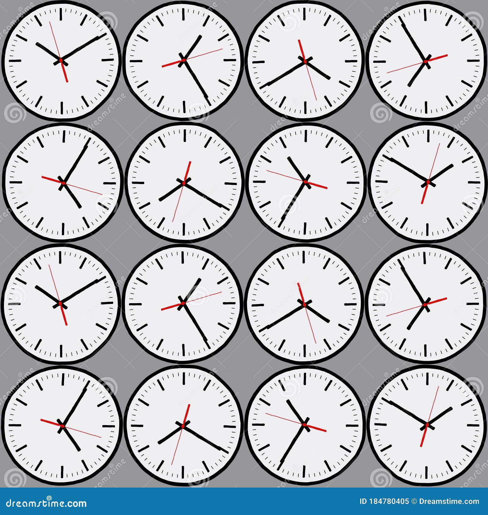 Seamless Repeating Pattern of Clocks Stock Illustration - Illustration ...