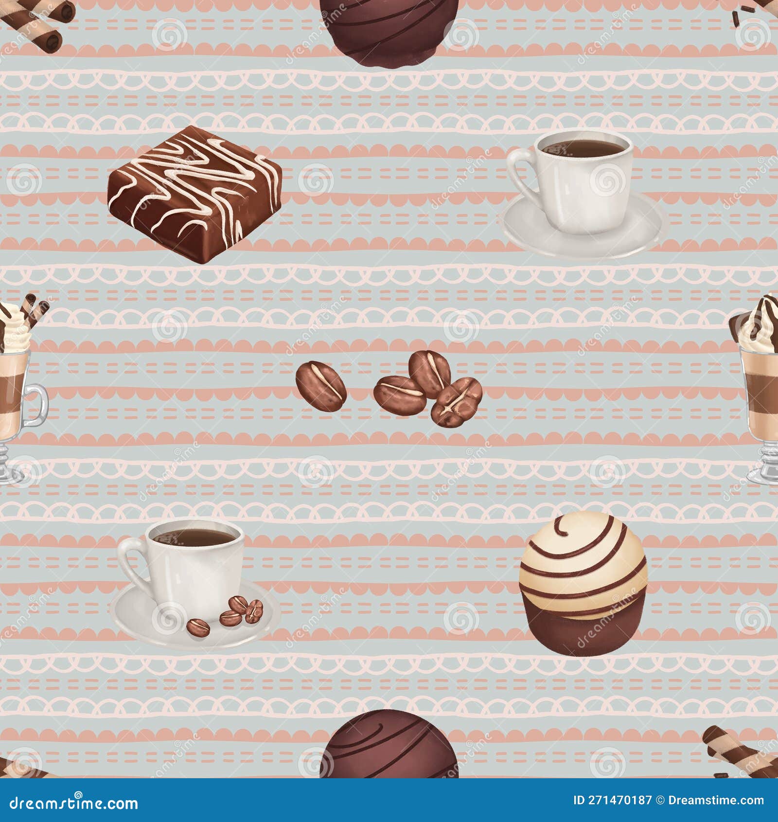 Seamless Repeating Pattern for Coffee Lovers Stock Illustration ...