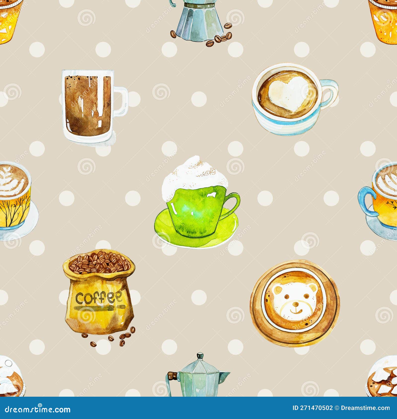 Seamless Repeating Pattern for Coffee Lovers Stock Photo - Image of ...