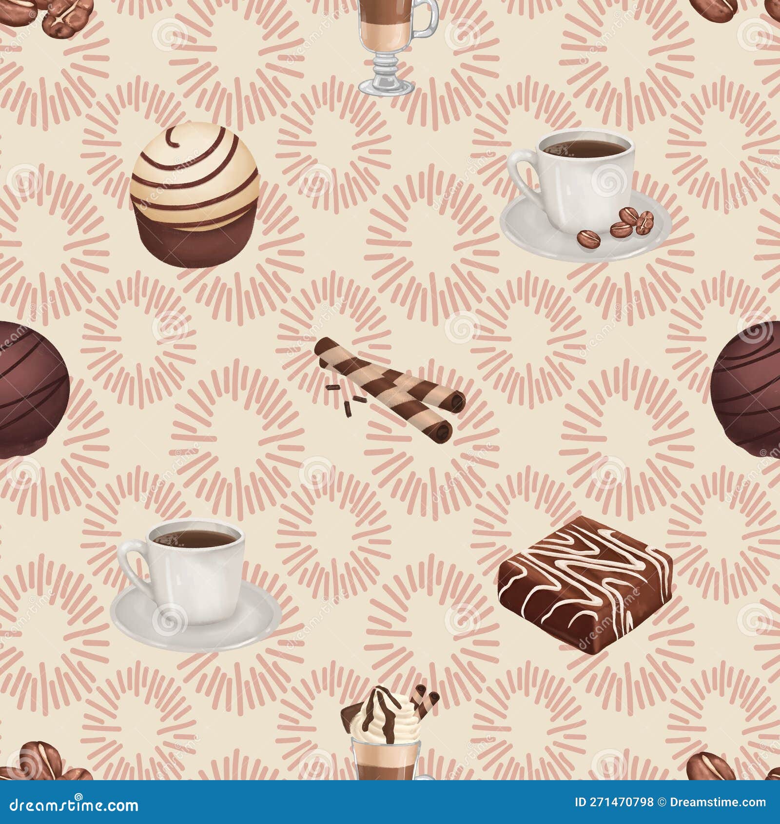 Seamless Repeating Pattern for Coffee Lovers Stock Illustration ...