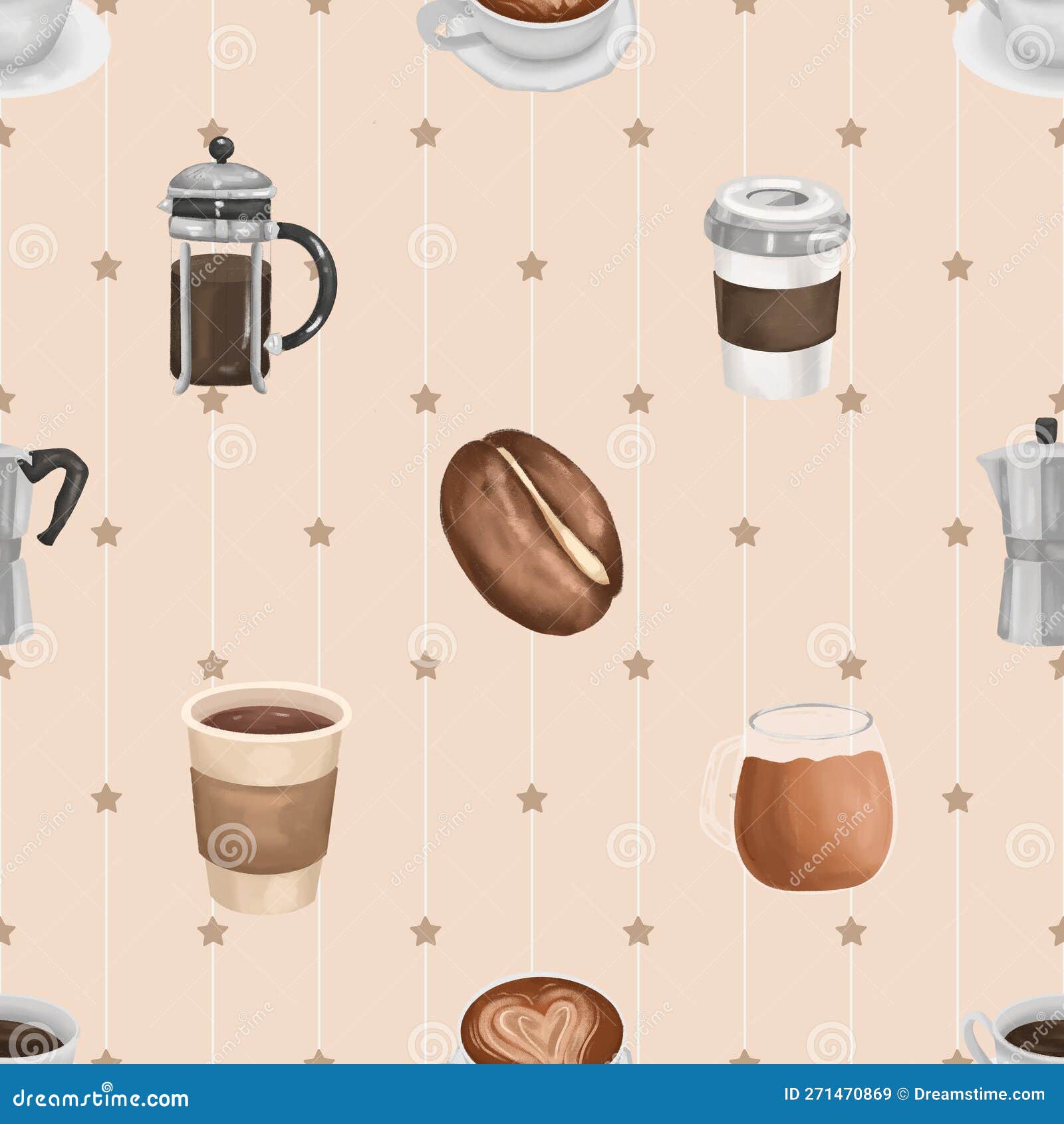 Seamless Repeating Pattern for Coffee Lovers Stock Illustration ...