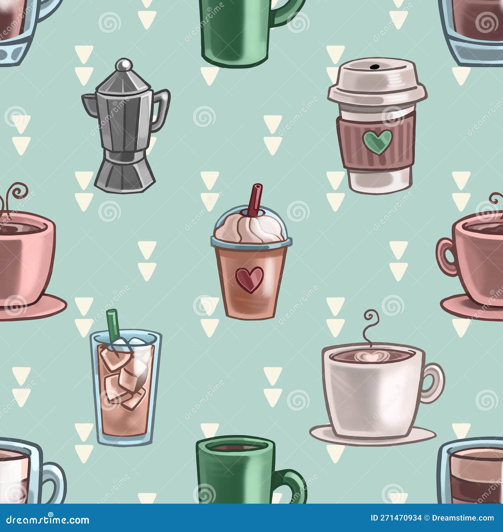 Seamless Repeating Pattern for Coffee Lovers Stock Illustration ...