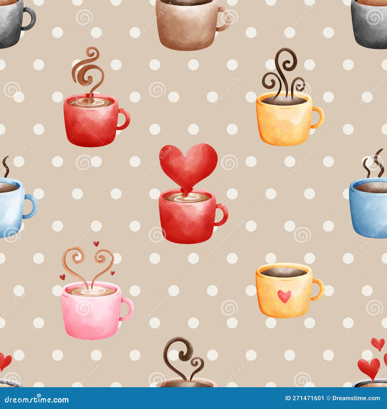 Seamless Repeating Pattern for Coffee Lovers Stock Illustration ...