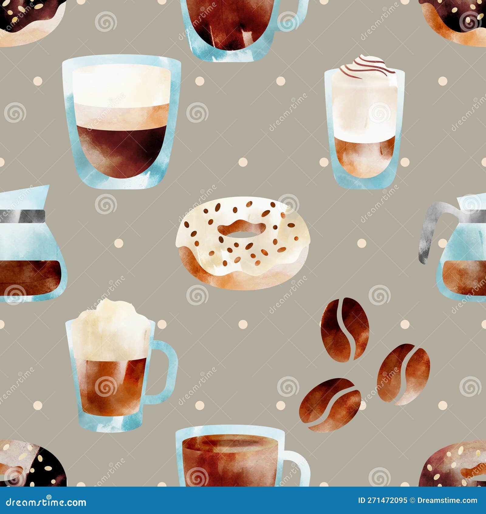 Seamless Repeating Pattern for Coffee Lovers Stock Illustration ...
