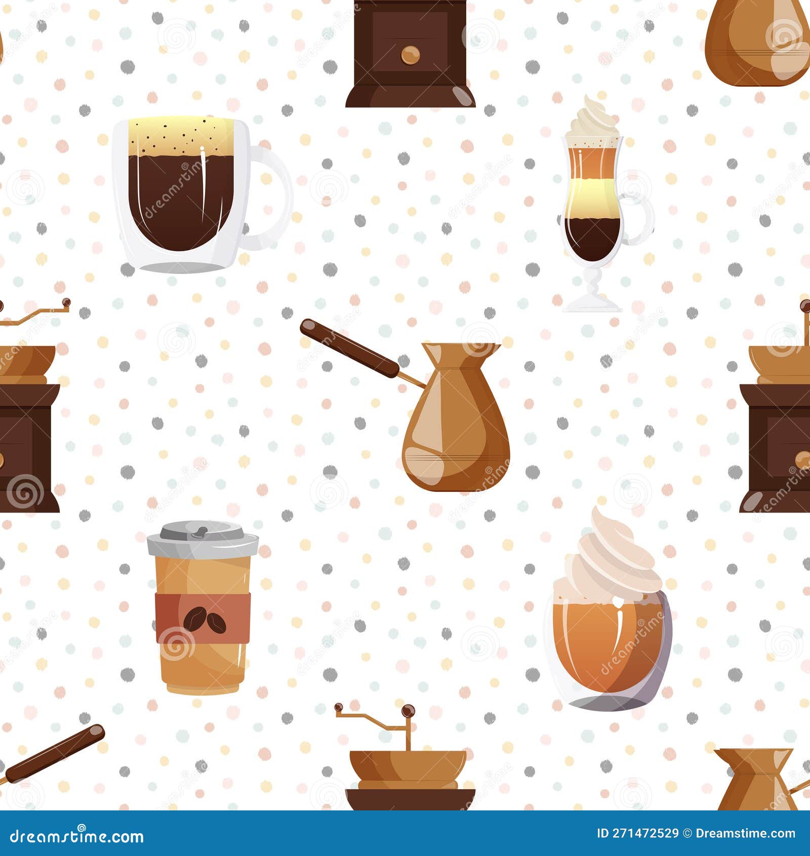 Seamless Repeating Pattern for Coffee Lovers Stock Illustration ...