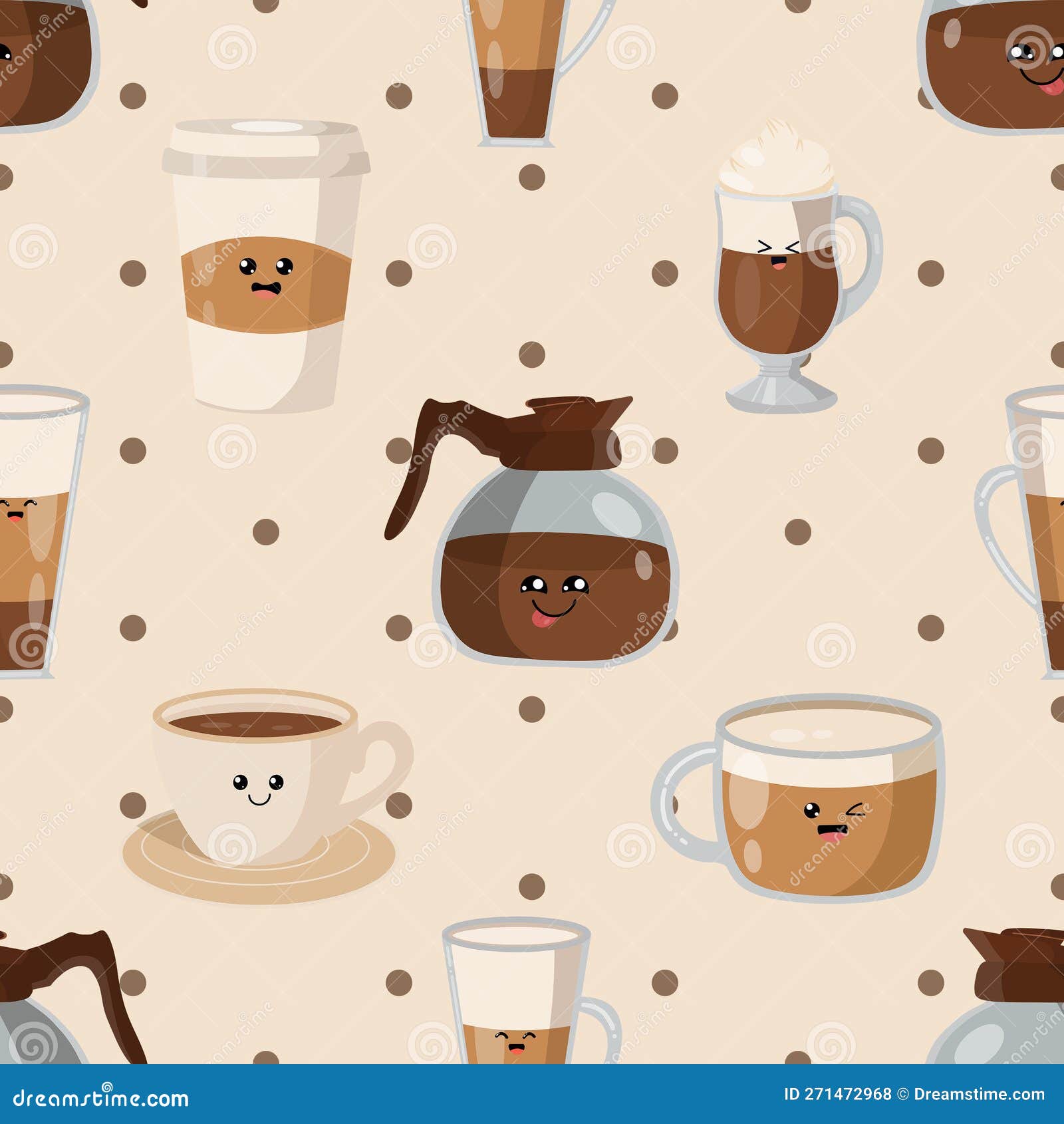 Seamless Repeating Pattern for Coffee Lovers Stock Illustration ...