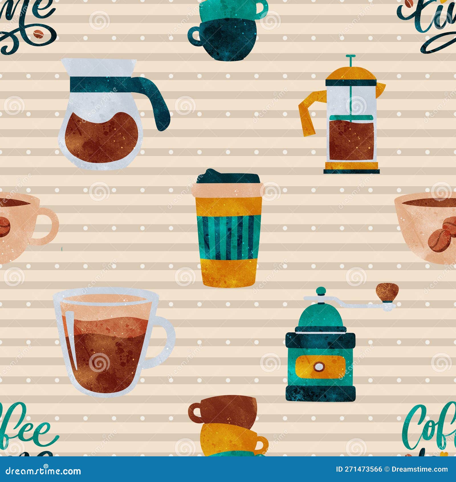 Seamless Repeating Pattern for Coffee Lovers Stock Illustration ...