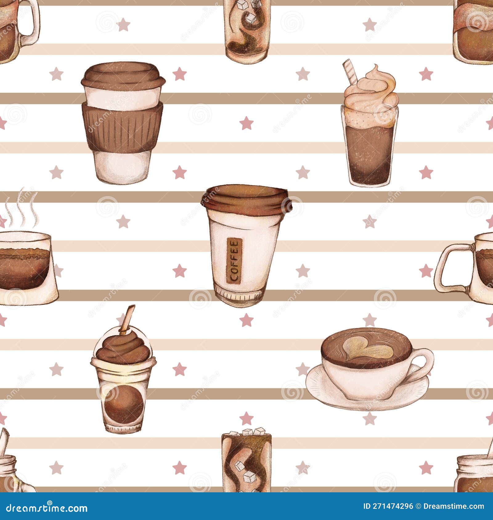 Seamless Repeating Pattern for Coffee Lovers Stock Illustration ...