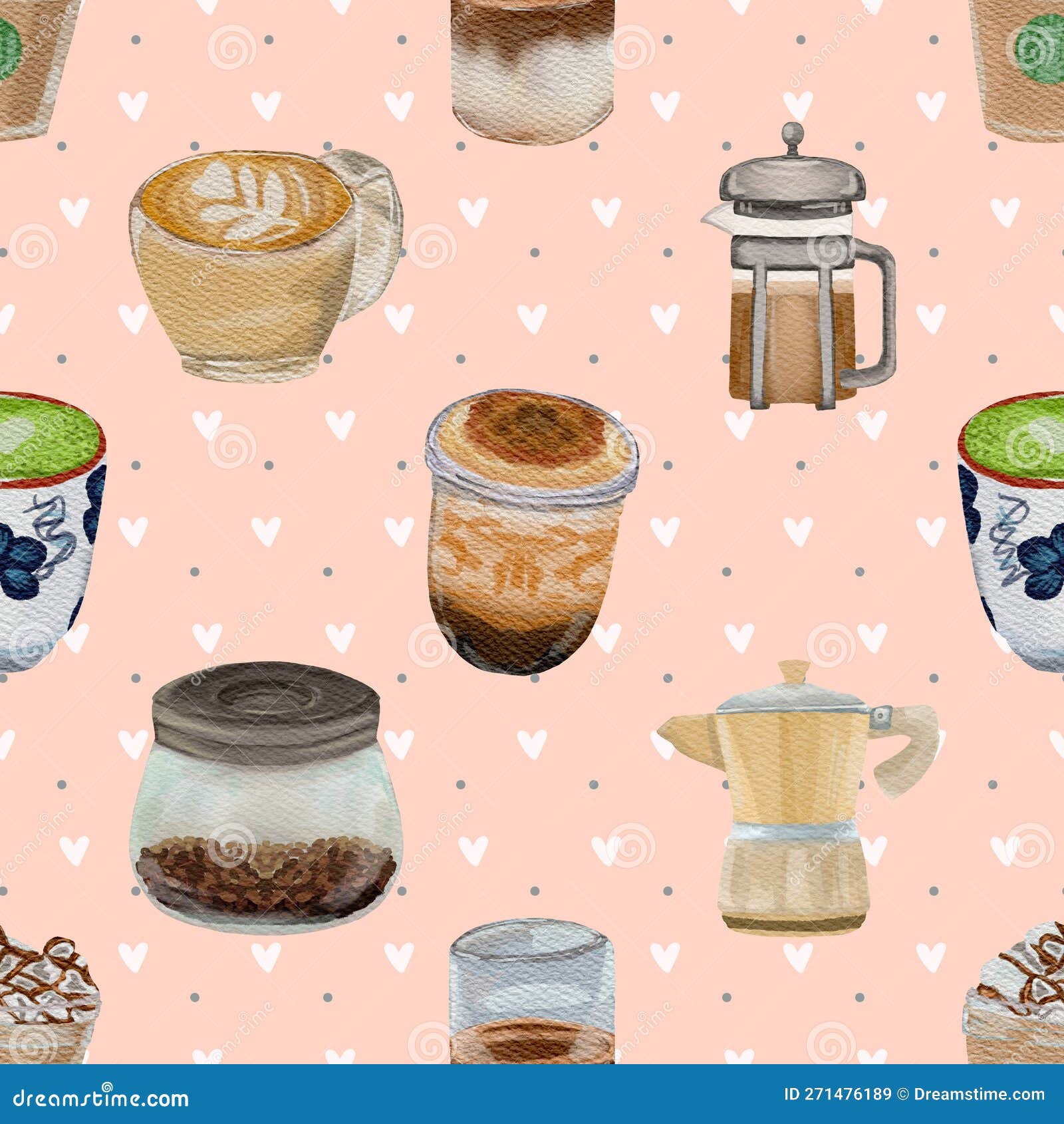 Seamless Repeating Pattern for Coffee Lovers Stock Illustration ...