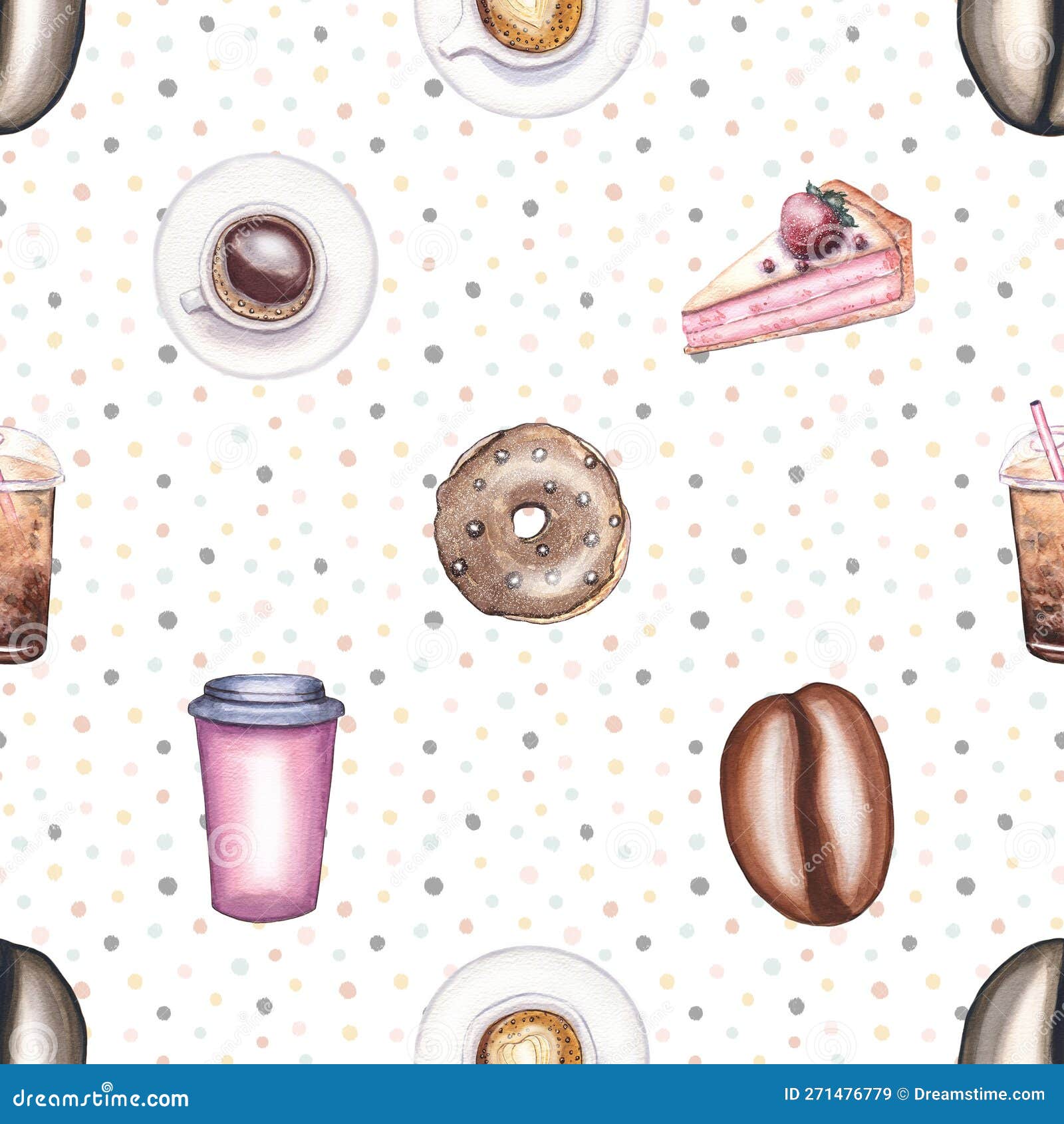 Seamless Repeating Pattern for Coffee Lovers Stock Illustration ...