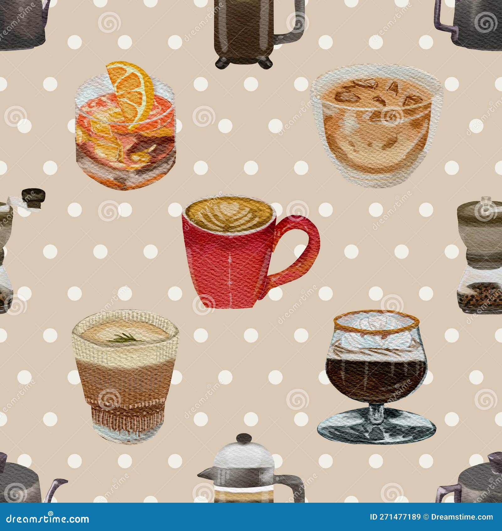 Seamless Repeating Pattern for Coffee Lovers Stock Illustration ...