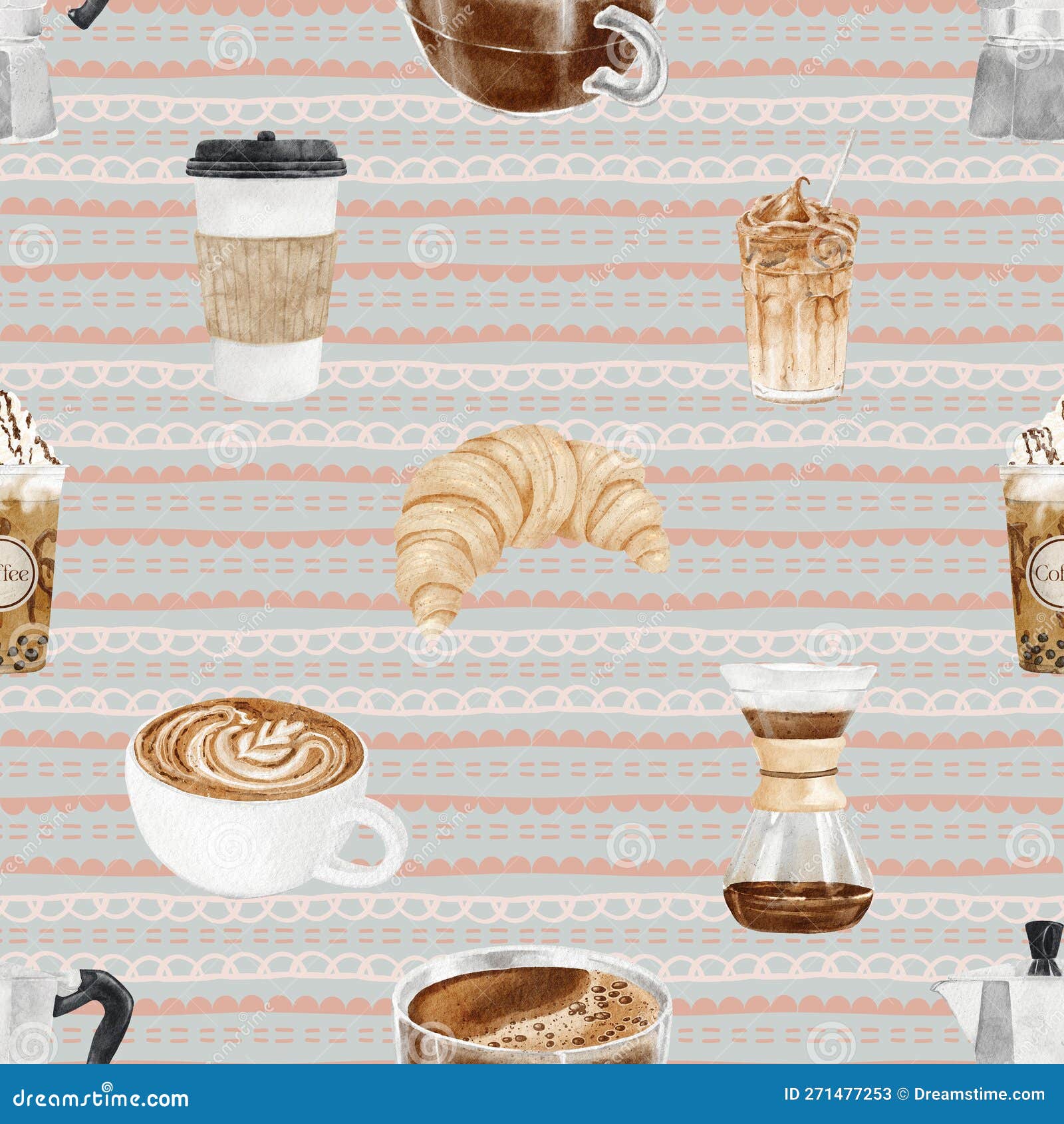 Seamless Repeating Pattern for Coffee Lovers Stock Illustration ...