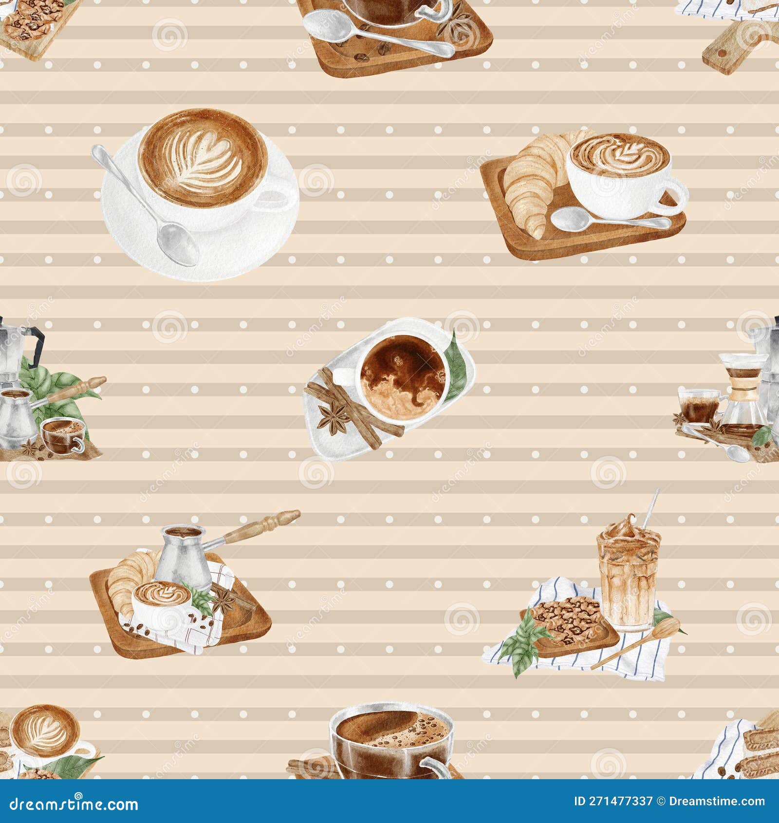 Seamless Repeating Pattern for Coffee Lovers Stock Illustration ...