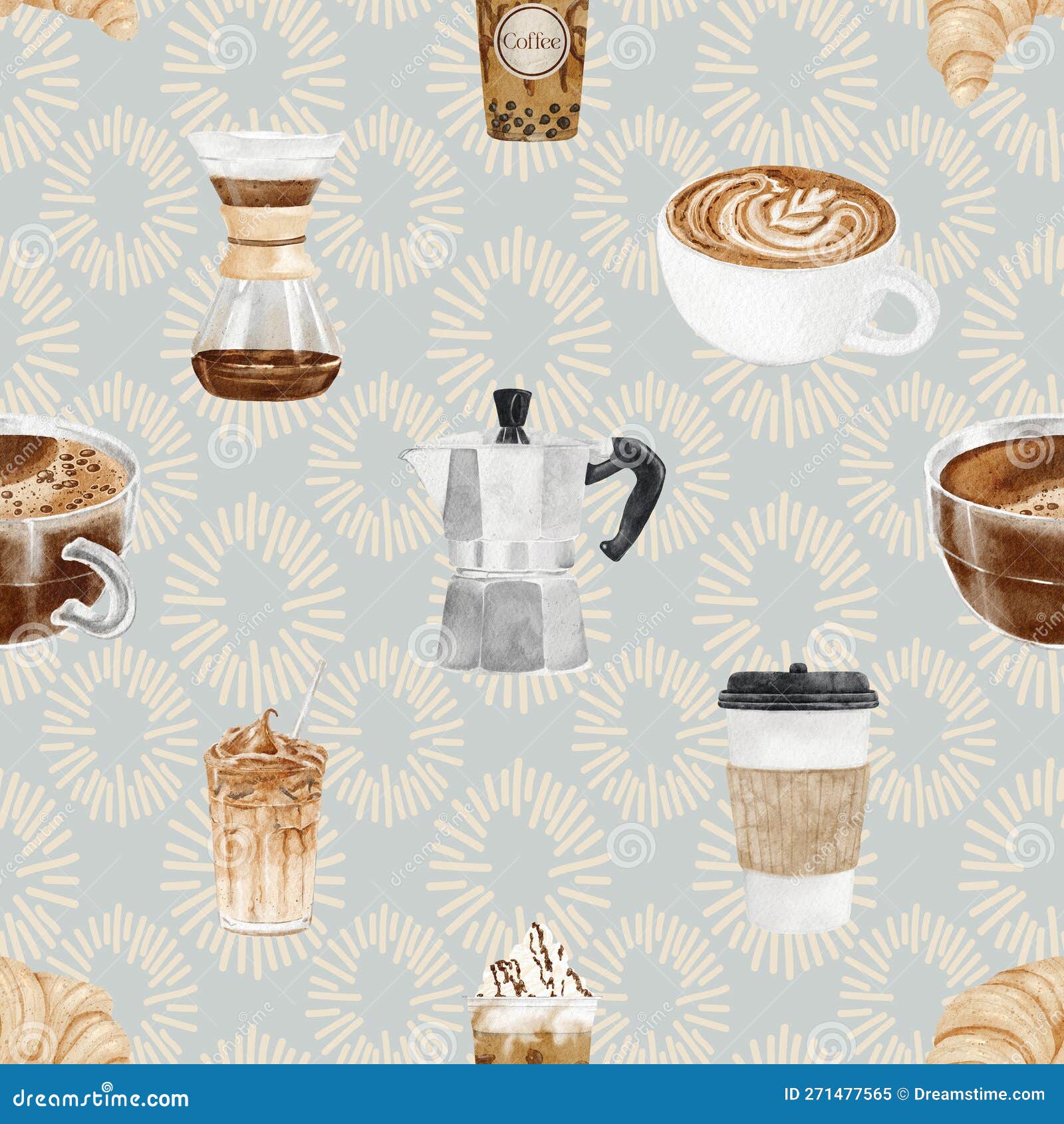 Seamless Repeating Pattern for Coffee Lovers Stock Illustration ...