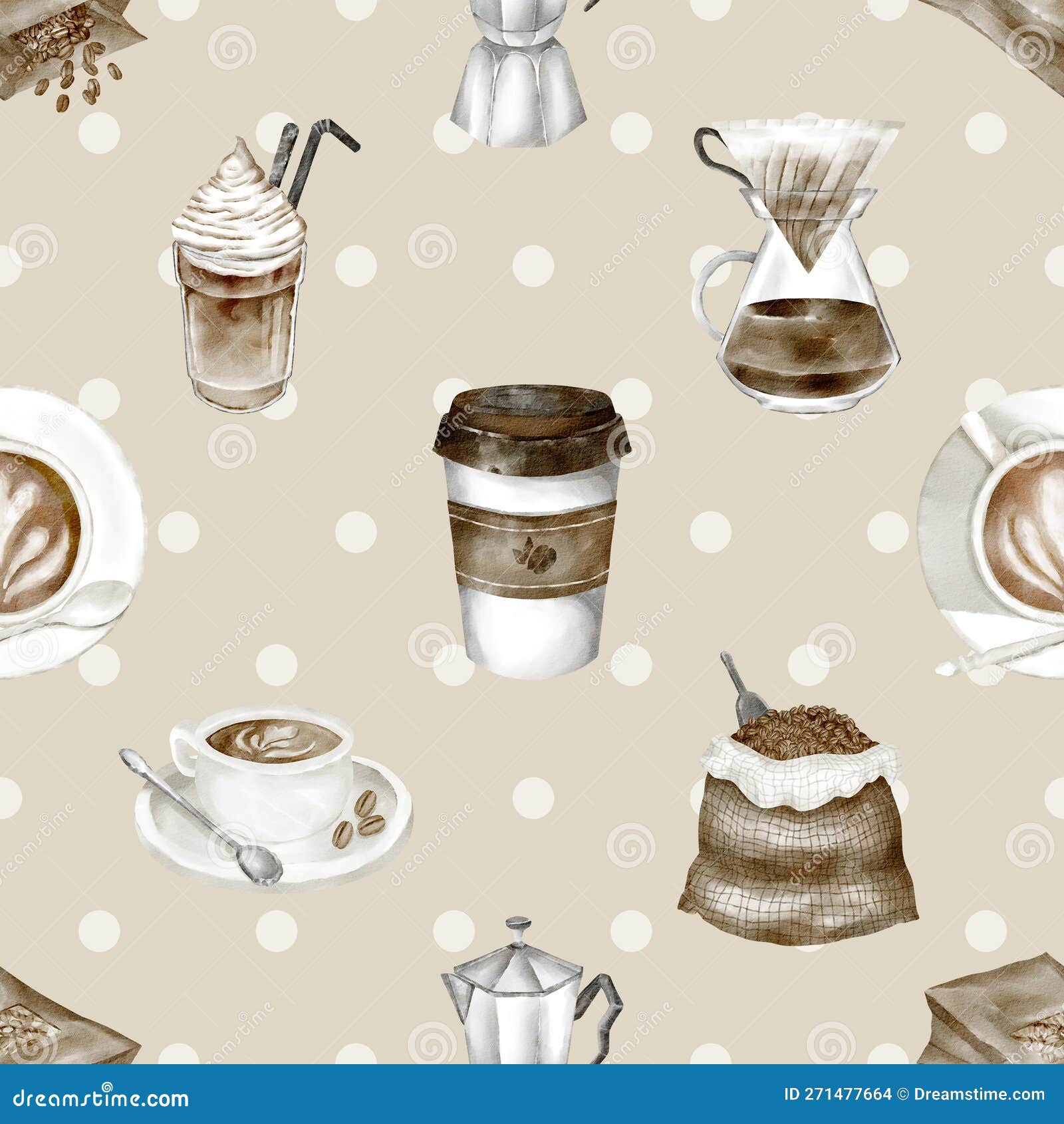 Seamless Repeating Pattern for Coffee Lovers Stock Illustration ...