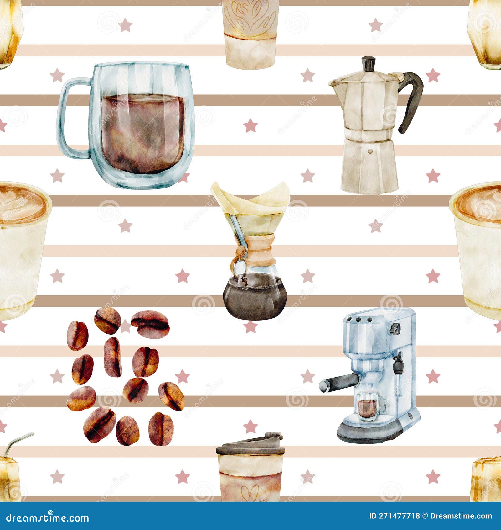 Seamless Repeating Pattern for Coffee Lovers Stock Illustration ...