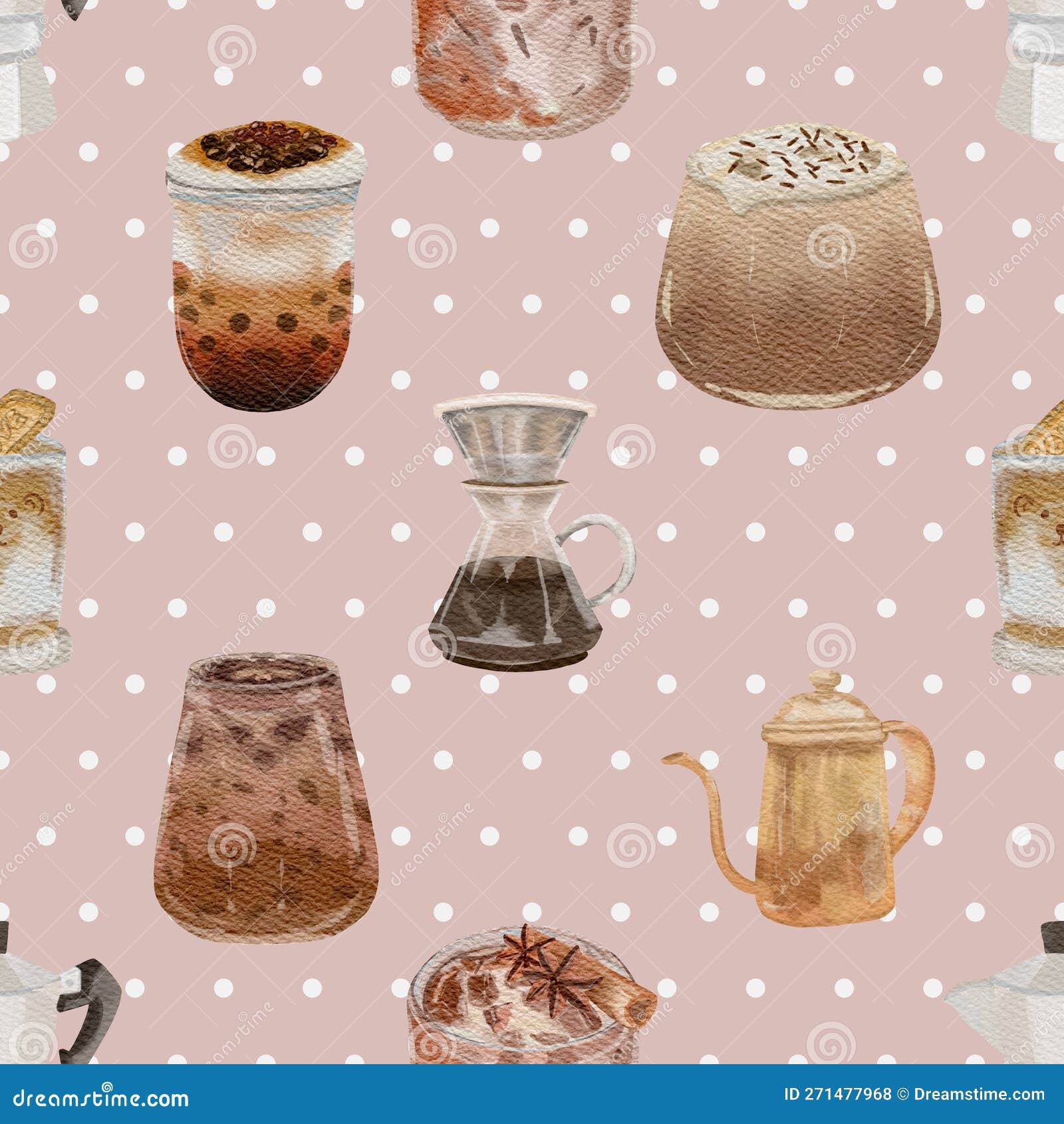 Seamless Repeating Pattern for Coffee Lovers Stock Illustration ...
