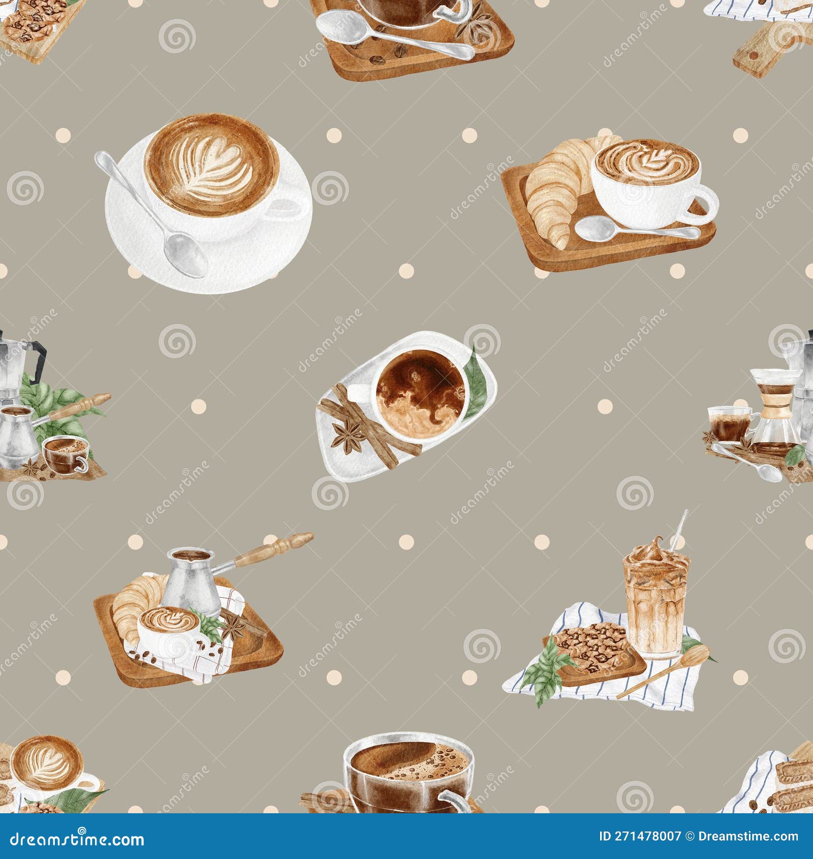 Seamless Repeating Pattern for Coffee Lovers Stock Illustration ...