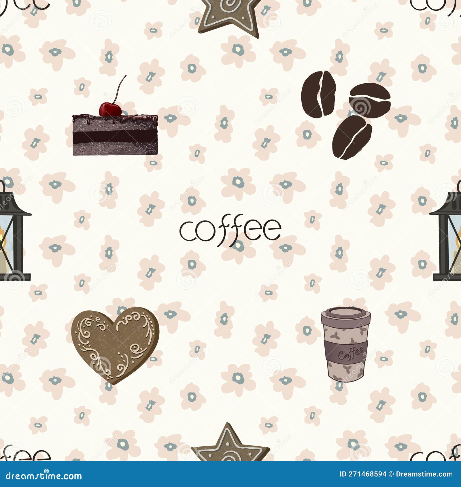 Seamless Repeating Pattern for Coffee Lovers Stock Illustration ...