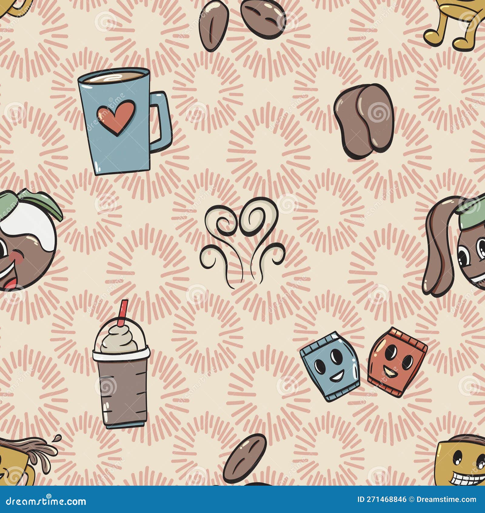 Seamless Repeating Pattern for Coffee Lovers Stock Illustration ...