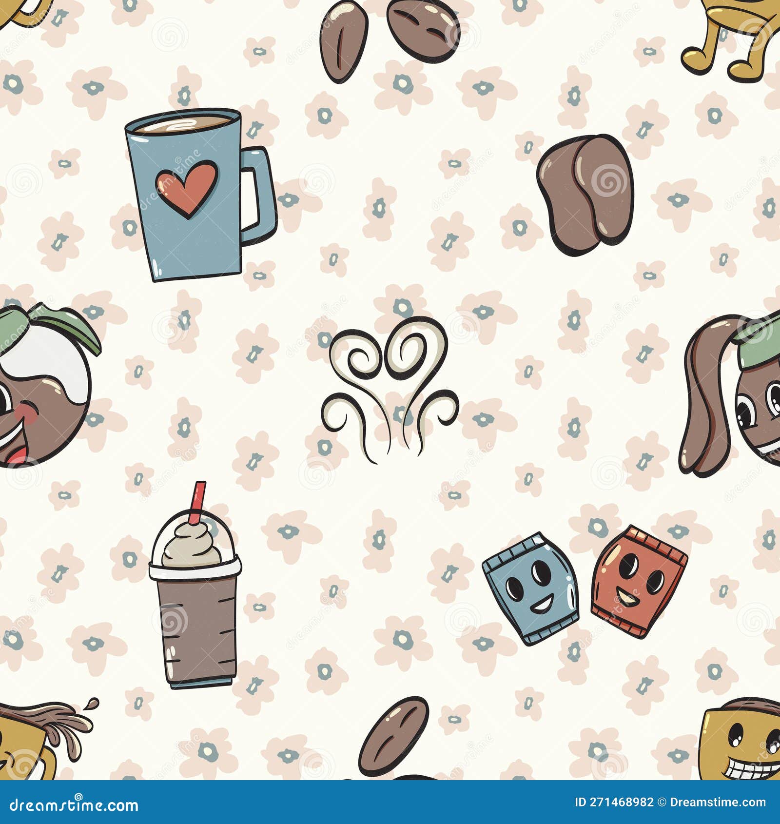 Seamless Repeating Pattern for Coffee Lovers Stock Illustration ...