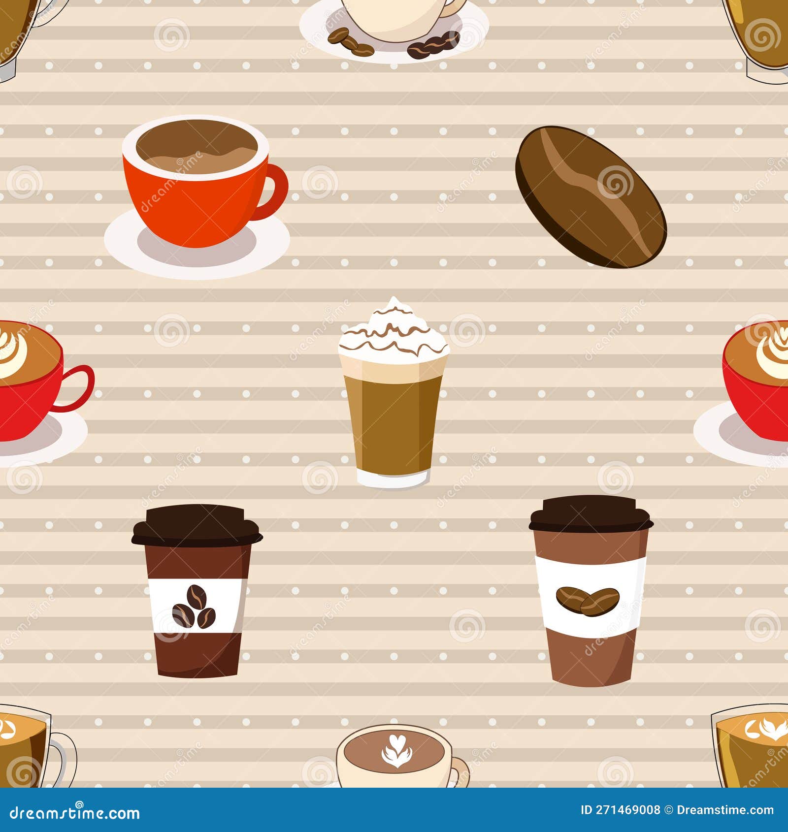 Seamless Repeating Pattern for Coffee Lovers Stock Illustration ...