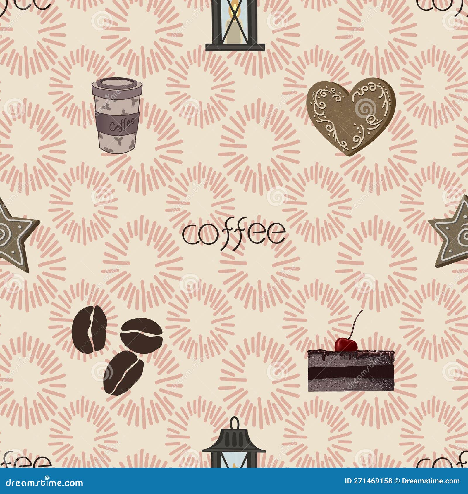 Seamless Repeating Pattern for Coffee Lovers Stock Illustration ...