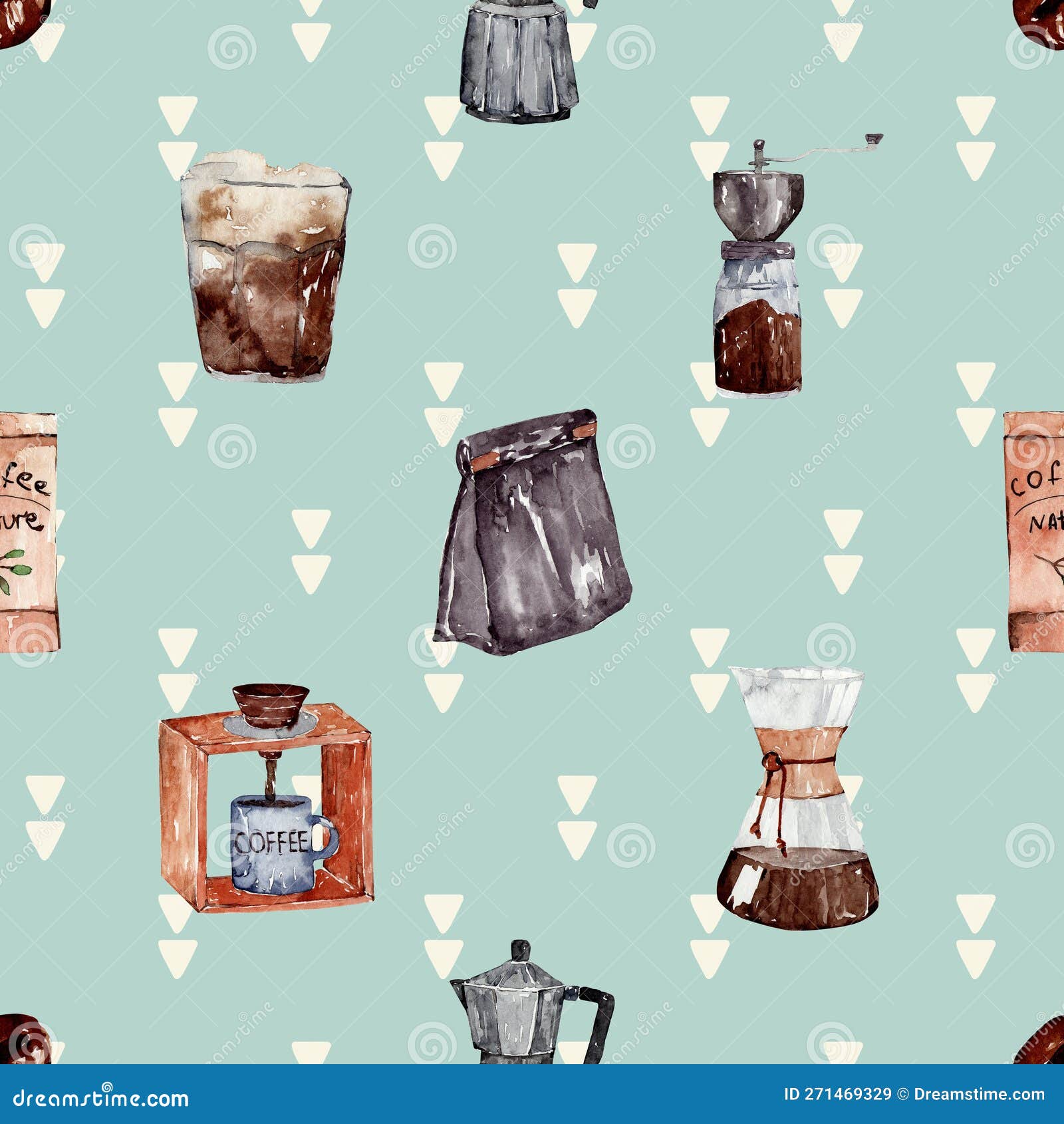Seamless Repeating Pattern for Coffee Lovers Stock Illustration ...