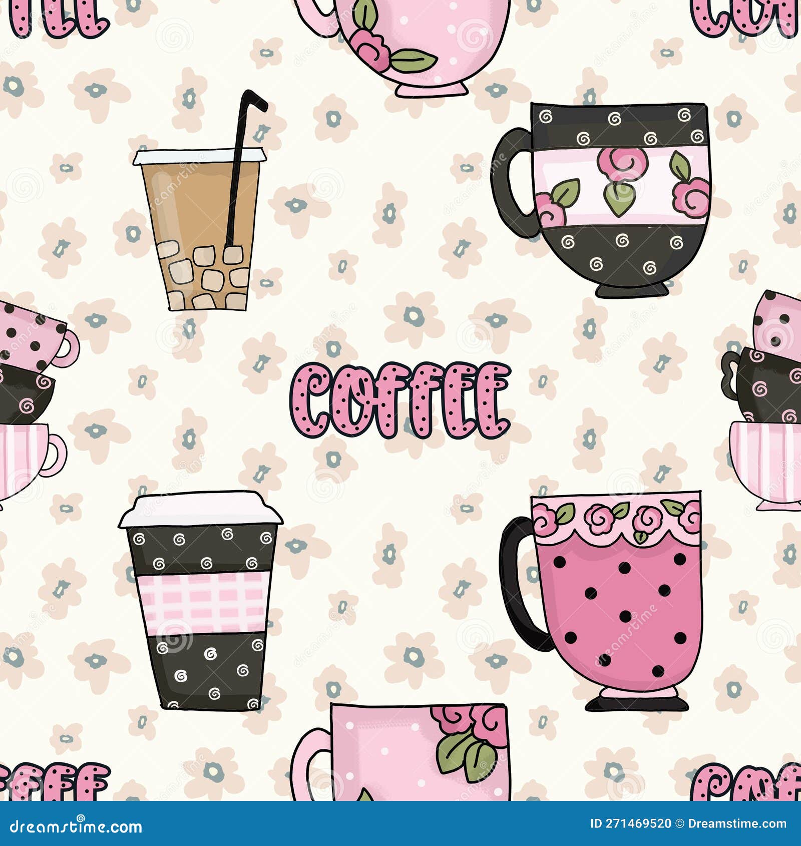 Seamless Repeating Pattern for Coffee Lovers Stock Illustration ...