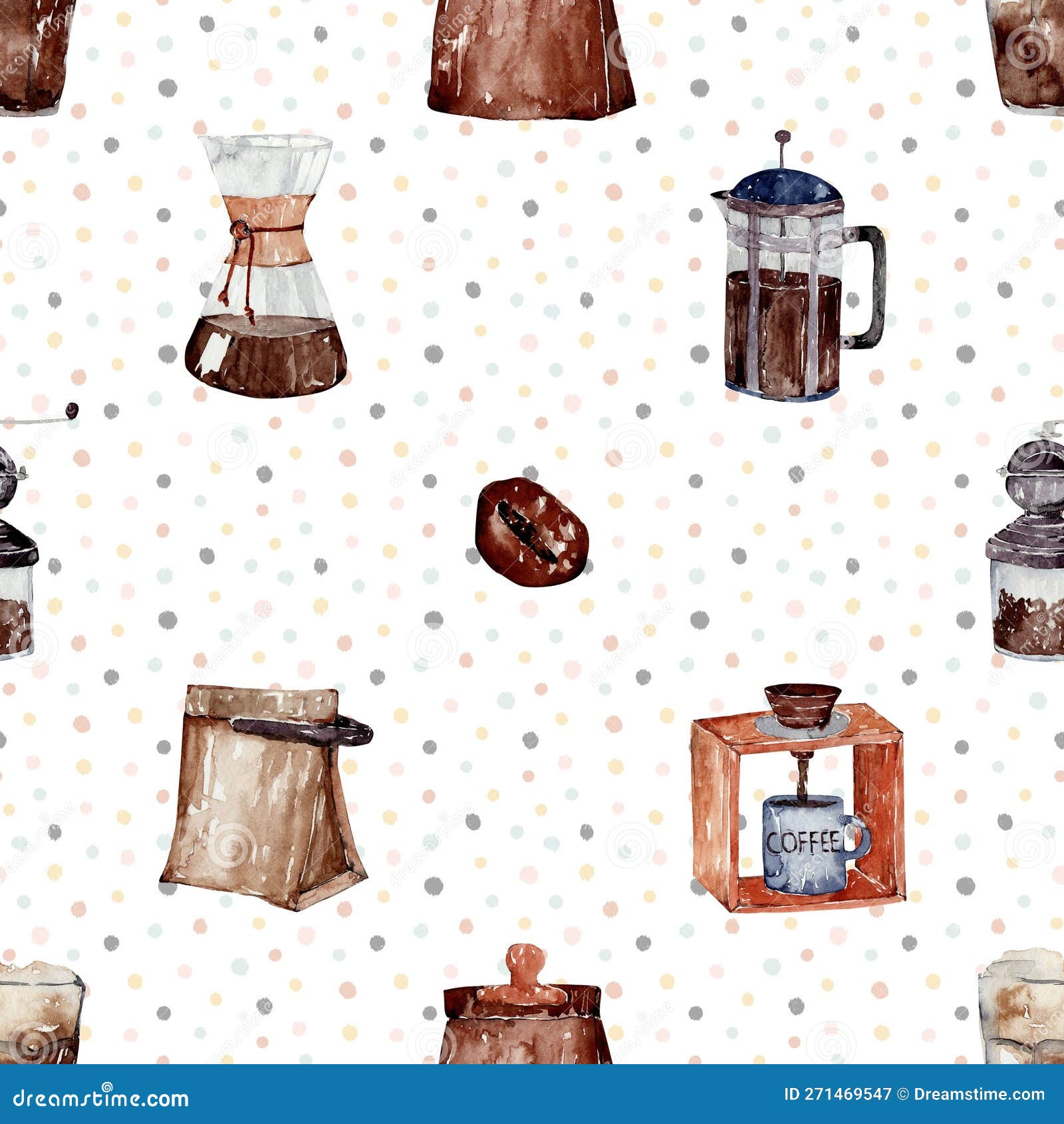 Seamless Repeating Pattern for Coffee Lovers Stock Image - Image of ...