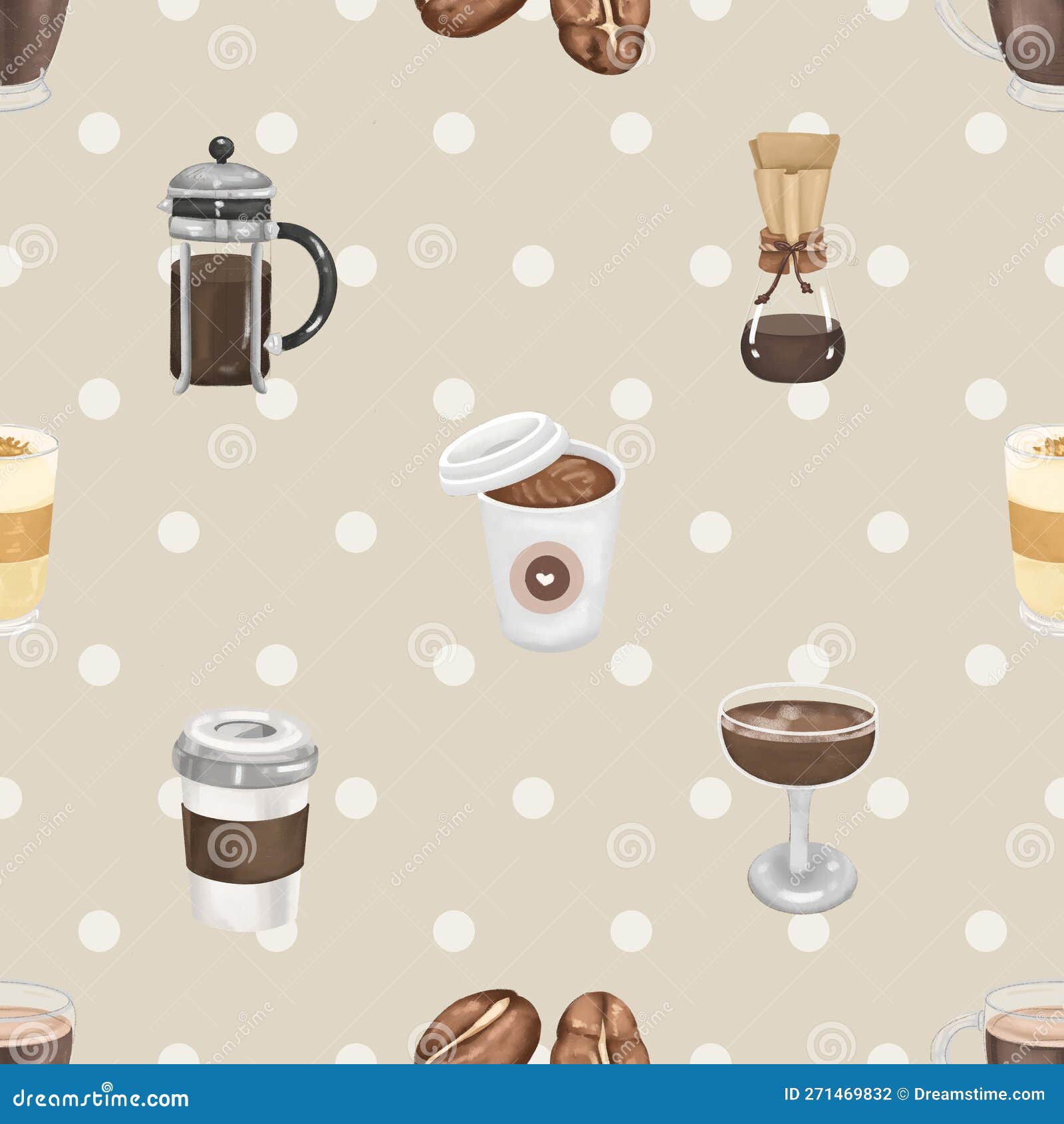 Seamless Repeating Pattern for Coffee Lovers Stock Photo - Image of ...