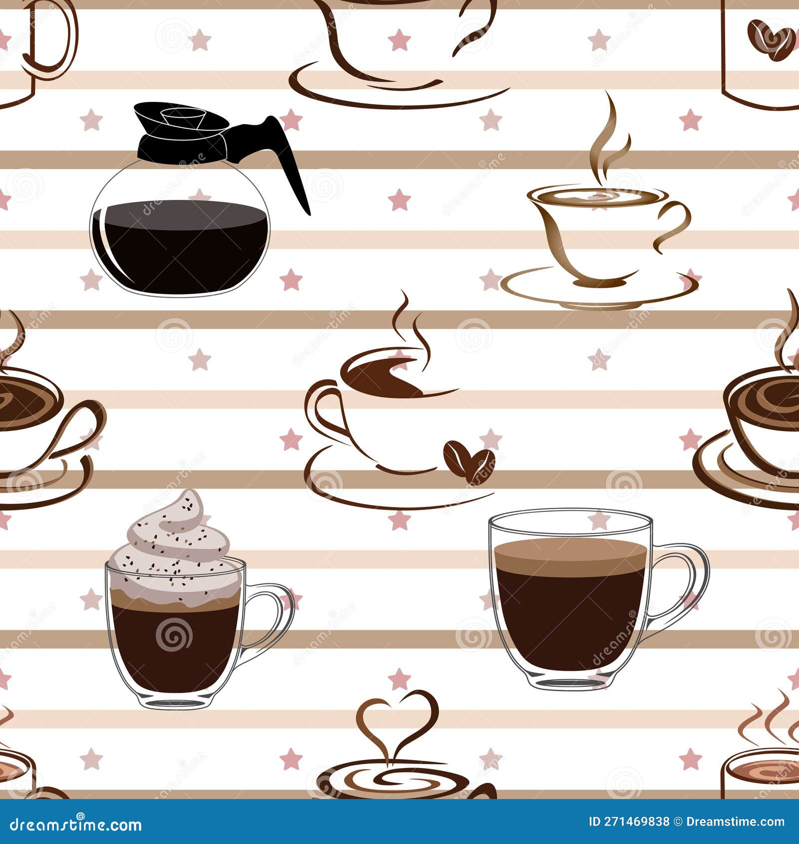 Seamless Repeating Pattern for Coffee Lovers Stock Illustration ...