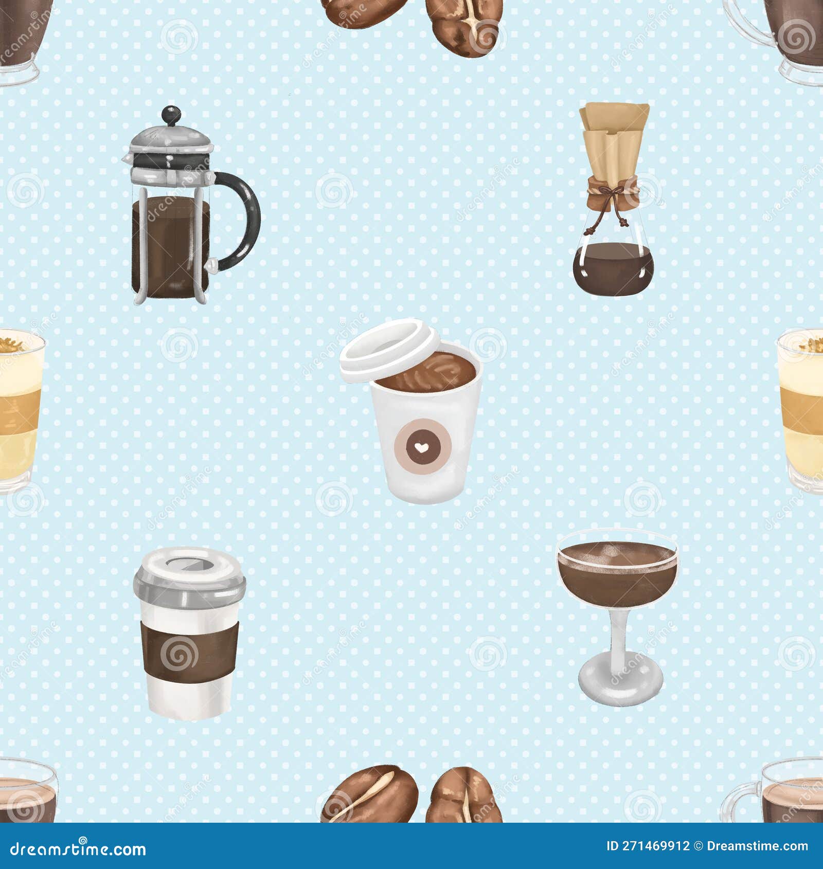 Seamless Repeating Pattern for Coffee Lovers Stock Illustration ...