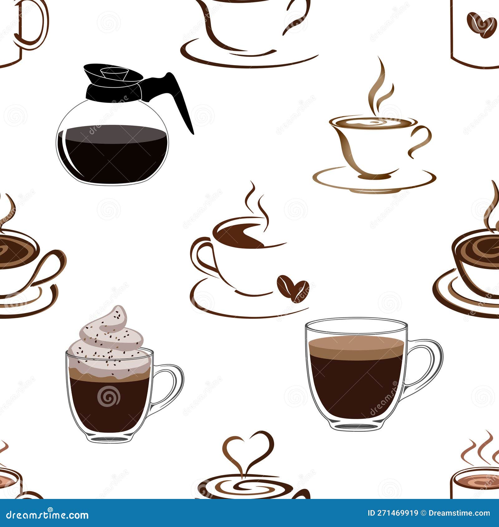 Seamless Repeating Pattern for Coffee Lovers Stock Illustration ...
