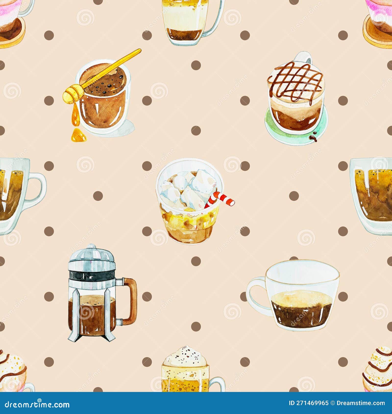 Seamless Repeating Pattern for Coffee Lovers Stock Illustration ...