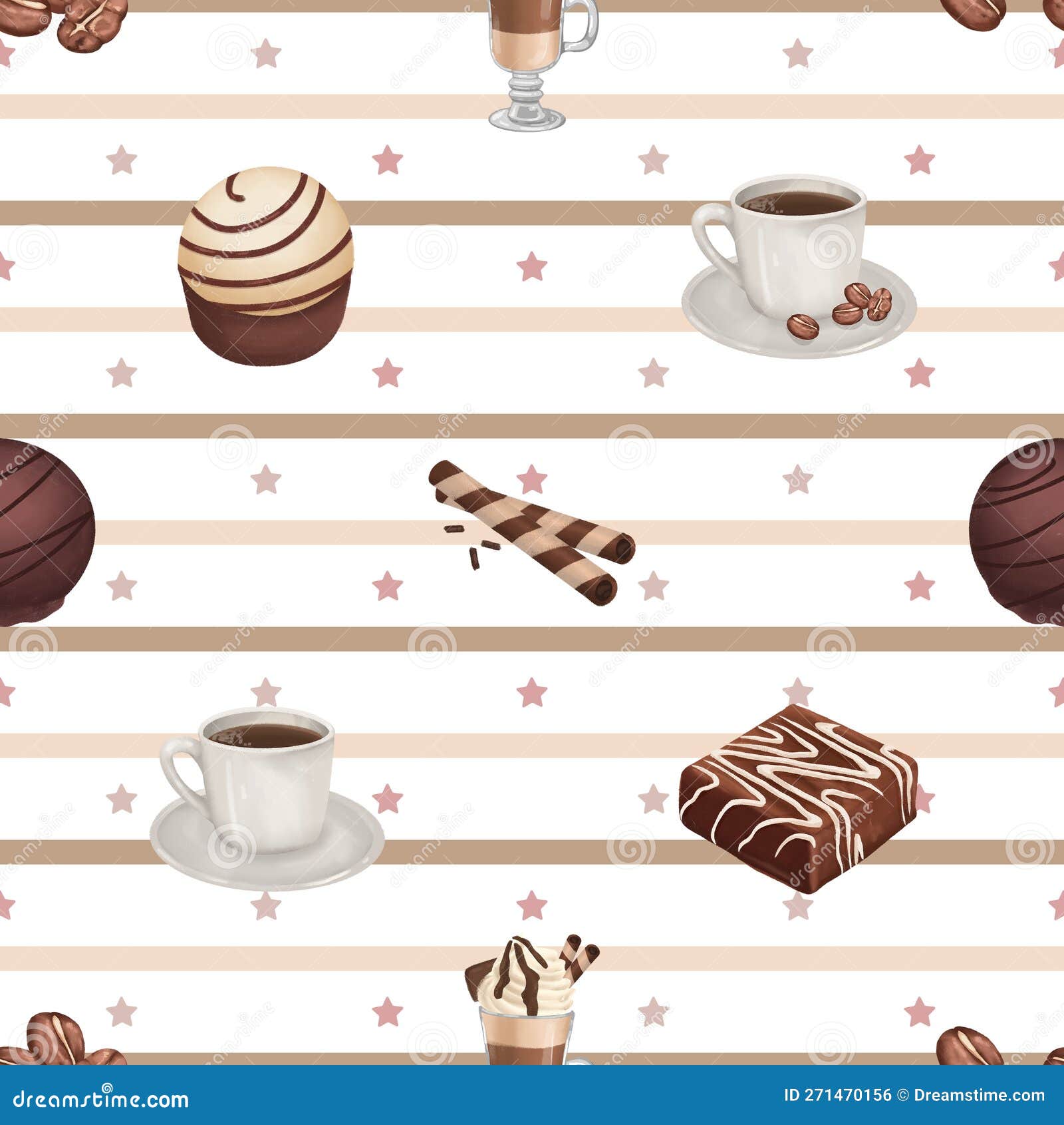 Seamless Repeating Pattern for Coffee Lovers Stock Illustration ...