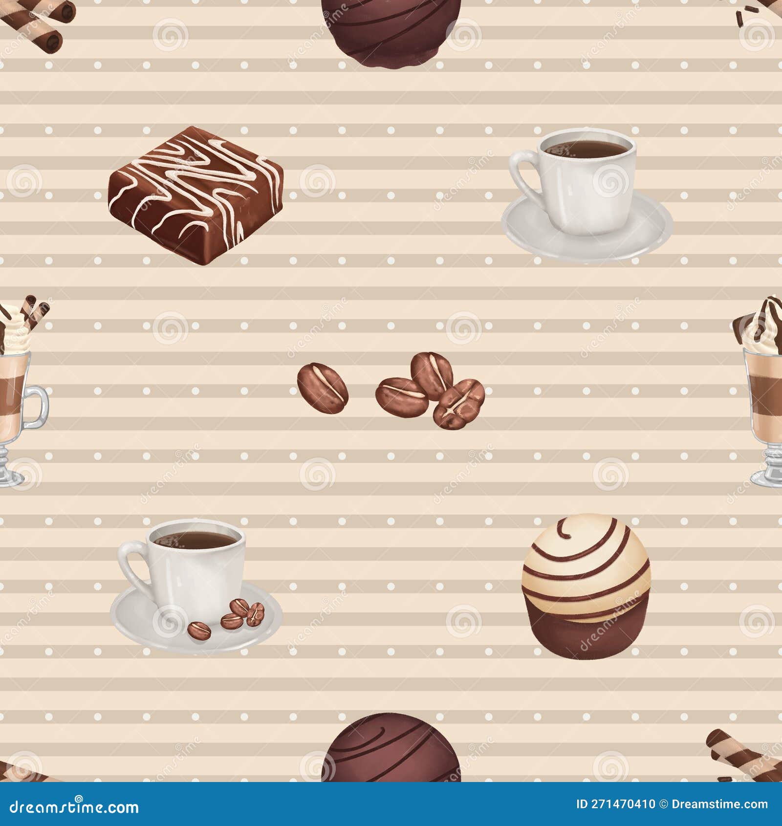 Seamless Repeating Pattern for Coffee Lovers Stock Illustration ...