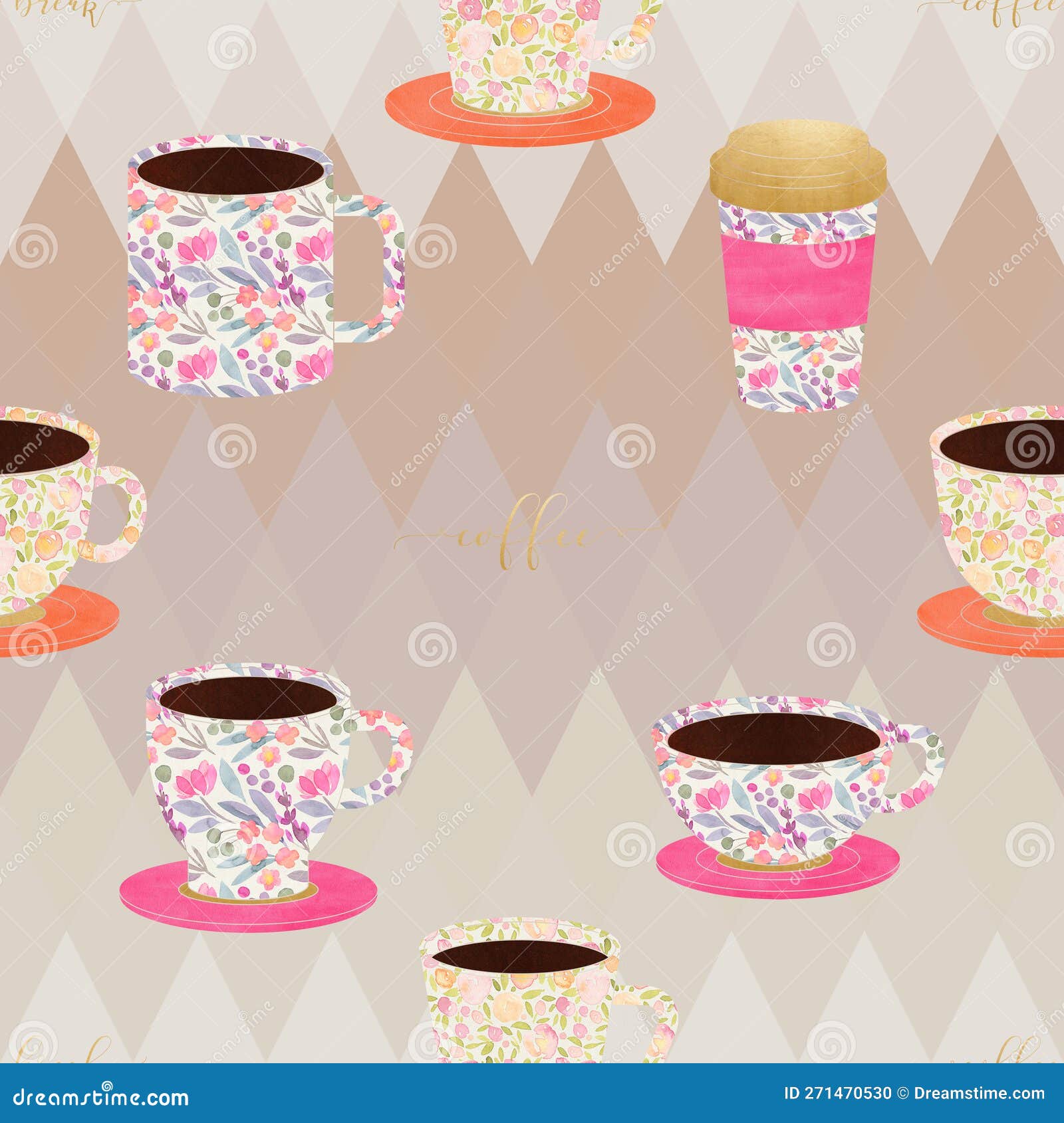 Seamless Repeating Pattern for Coffee Lovers Stock Illustration ...