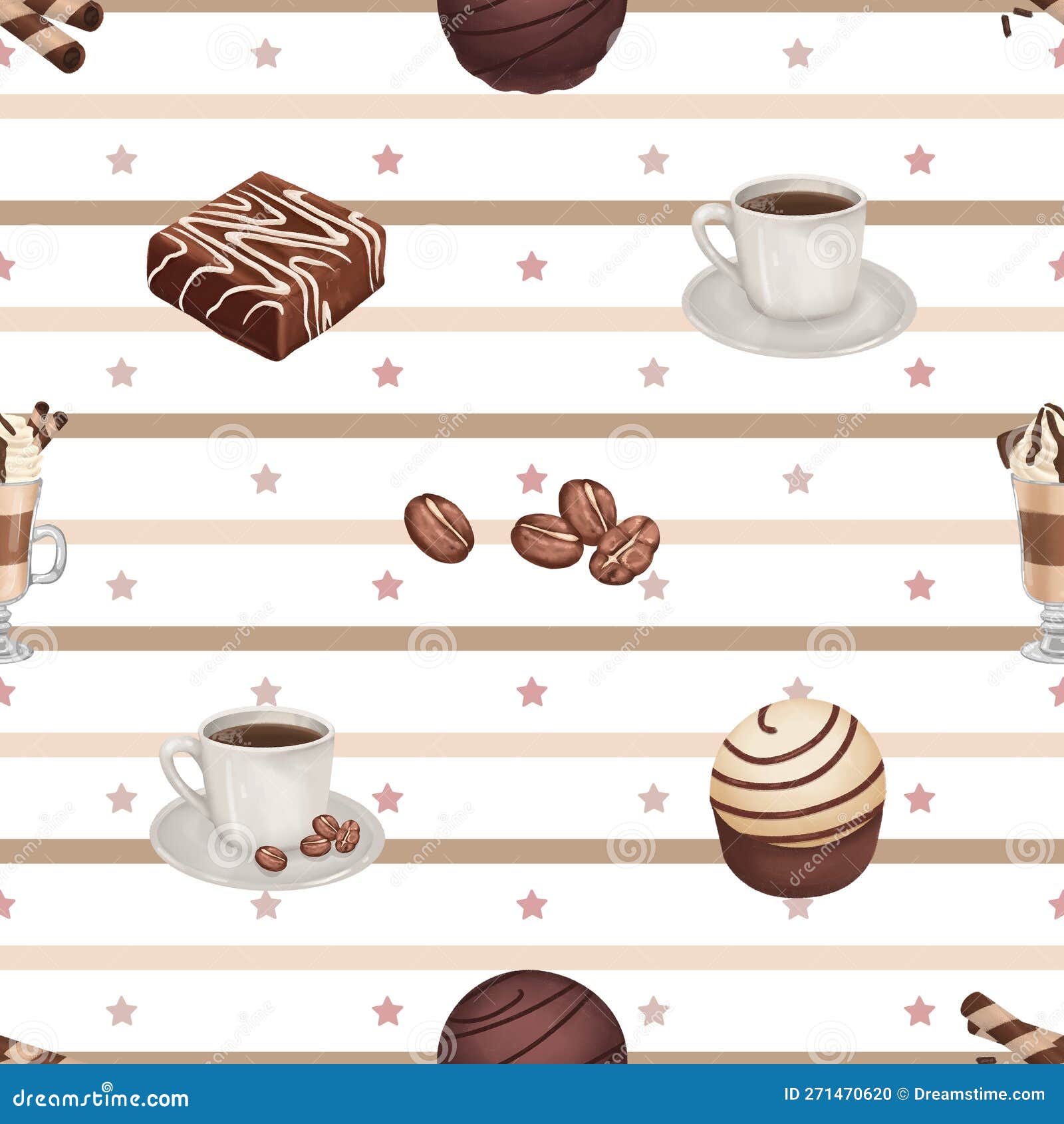 Seamless Repeating Pattern for Coffee Lovers Stock Illustration ...