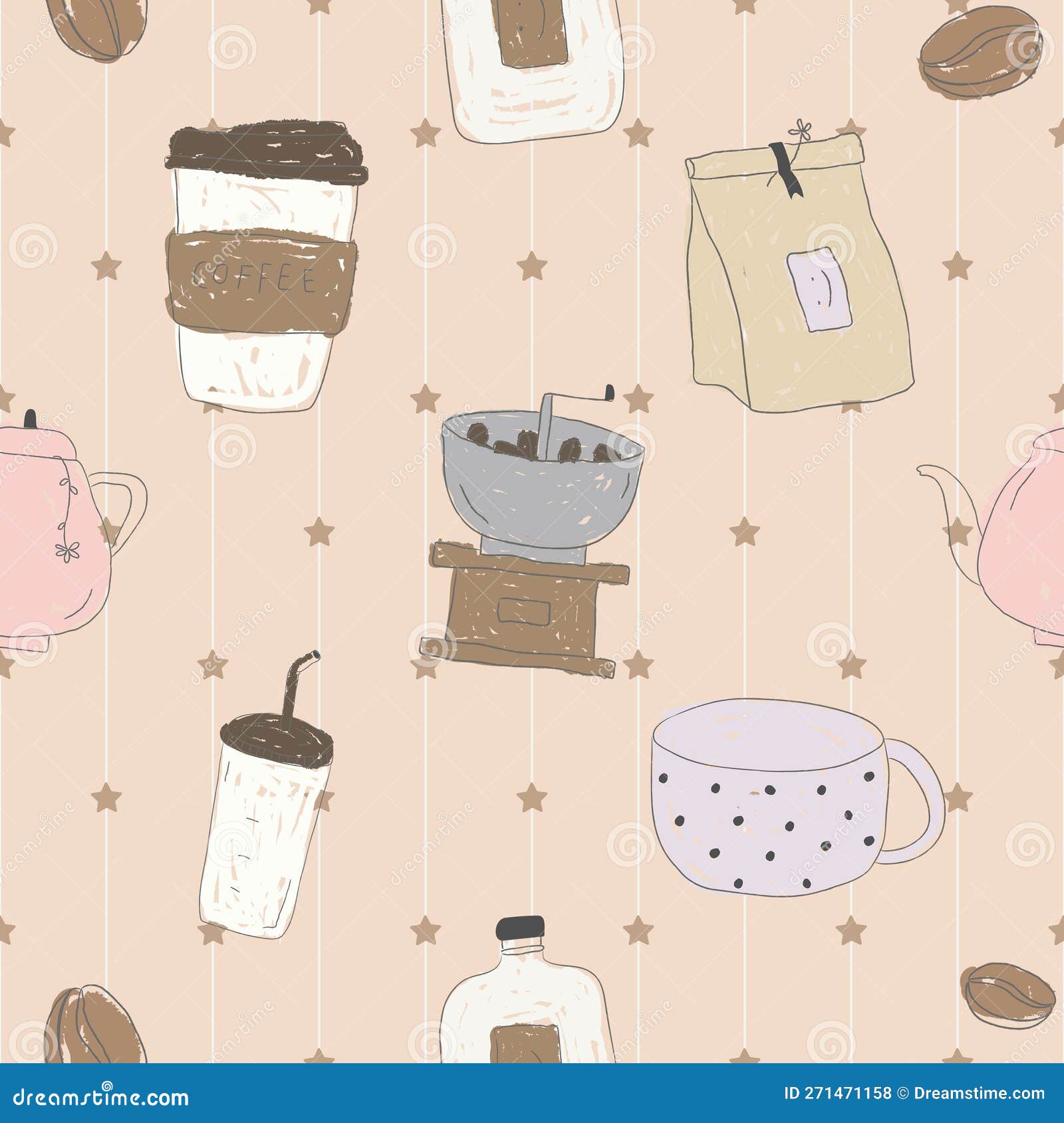 Seamless Repeating Pattern for Coffee Lovers Stock Illustration ...