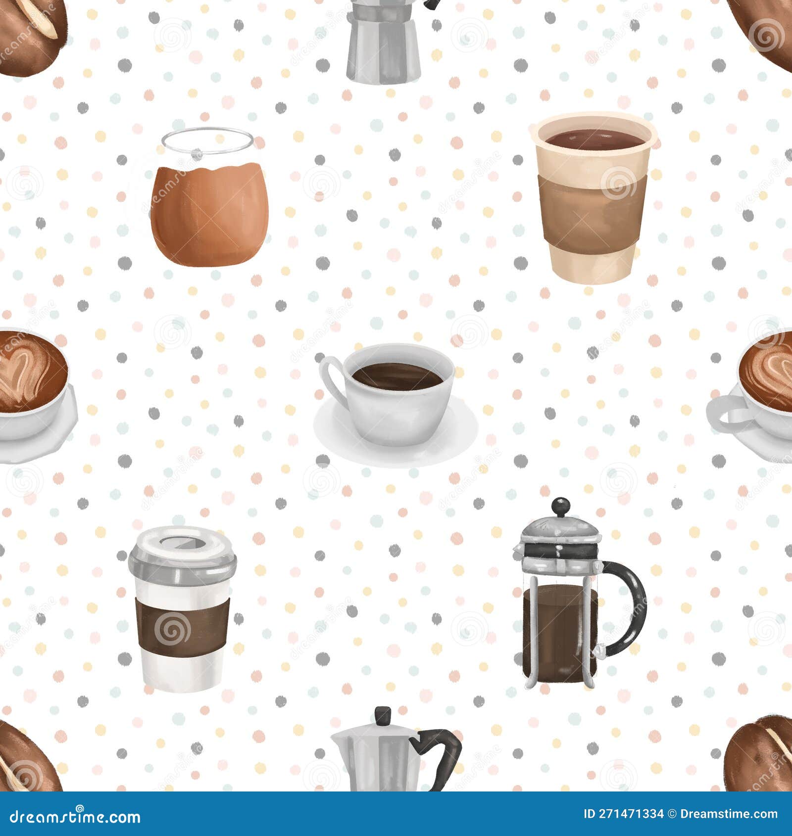 Seamless Repeating Pattern for Coffee Lovers Stock Illustration ...